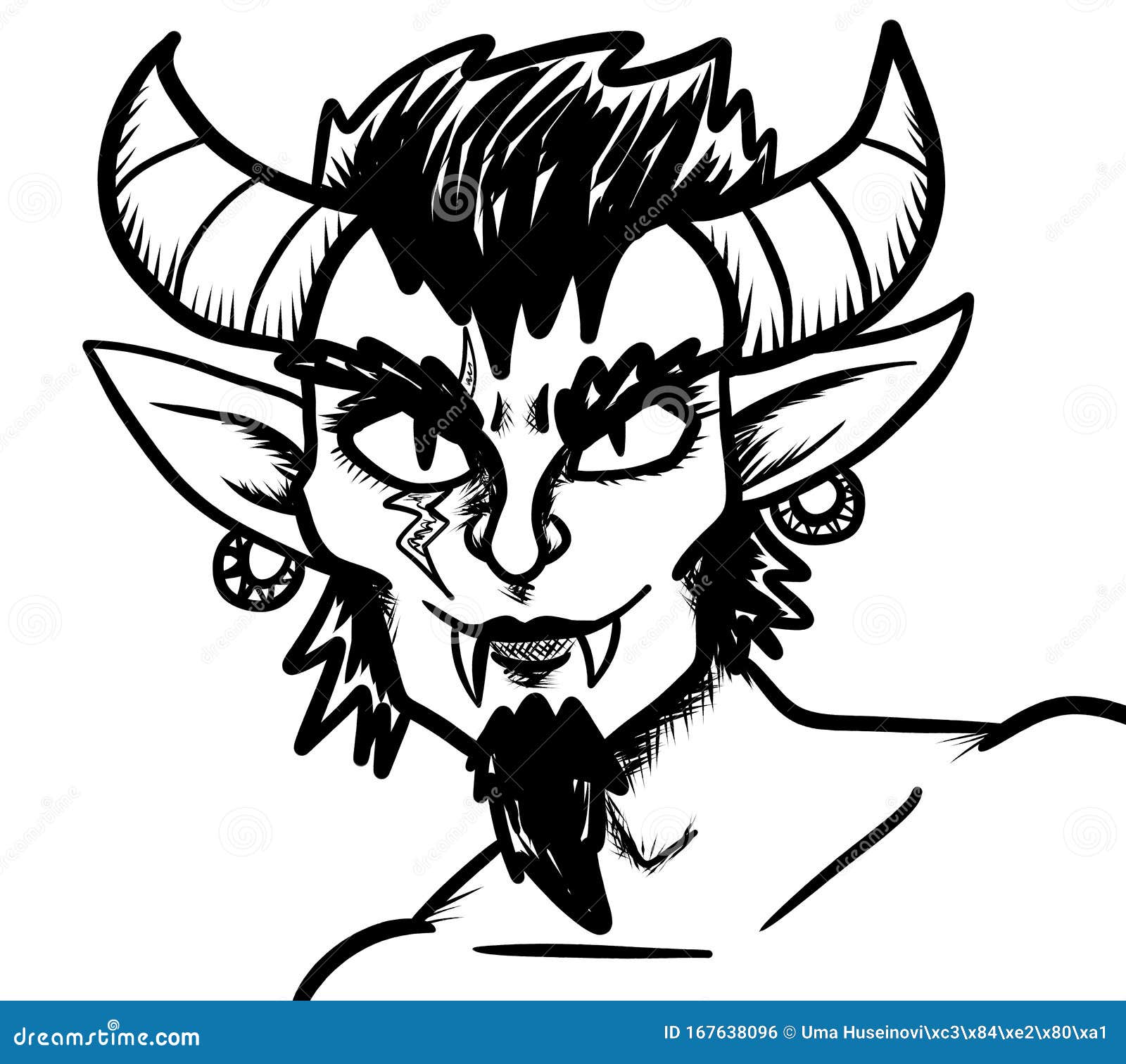 The Naughty and Evil Smirking Devil Stock Illustration - Illustration ...