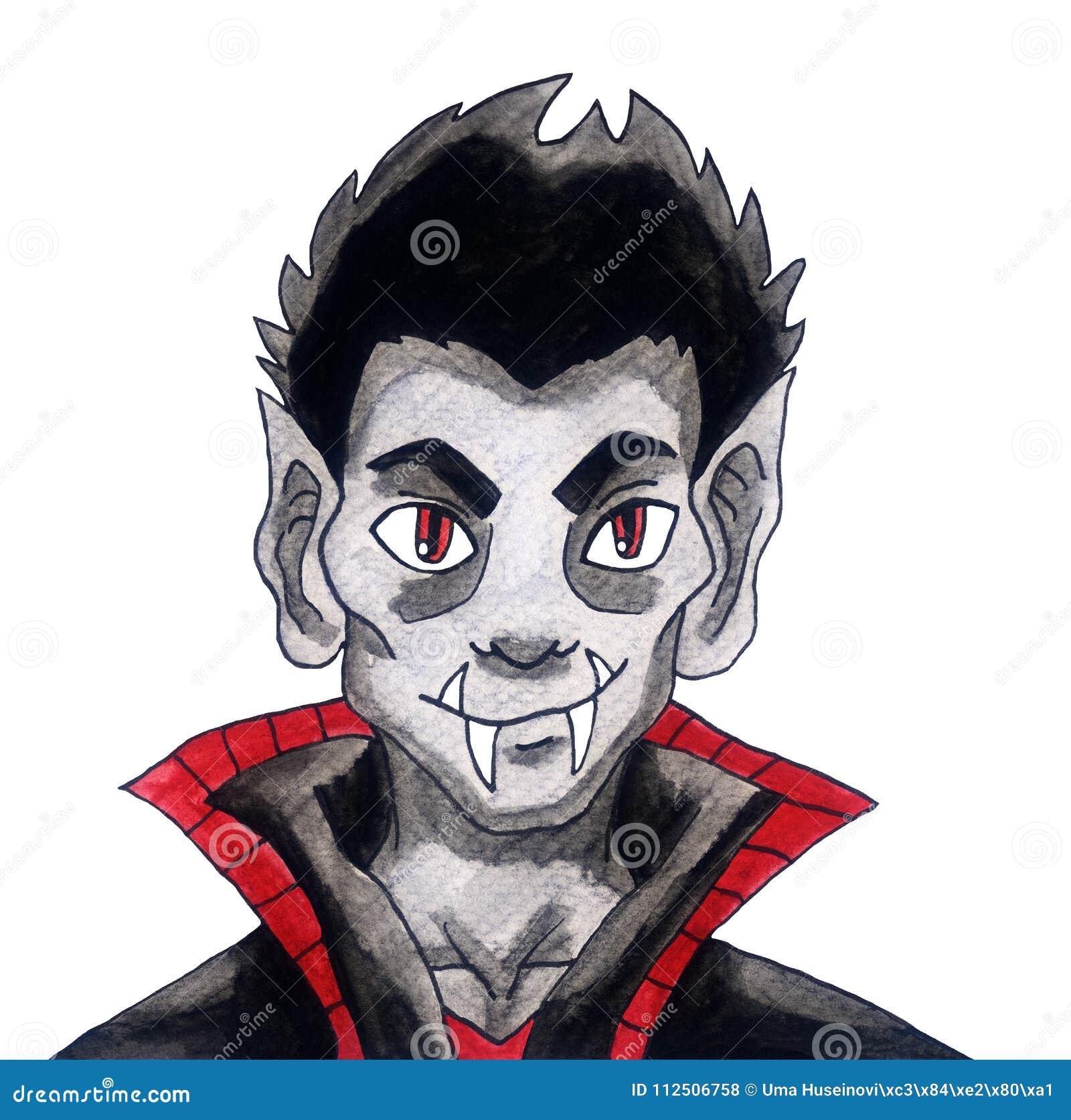 Naughty Watercolor Vampire stock photo. Image of cute - 112506758