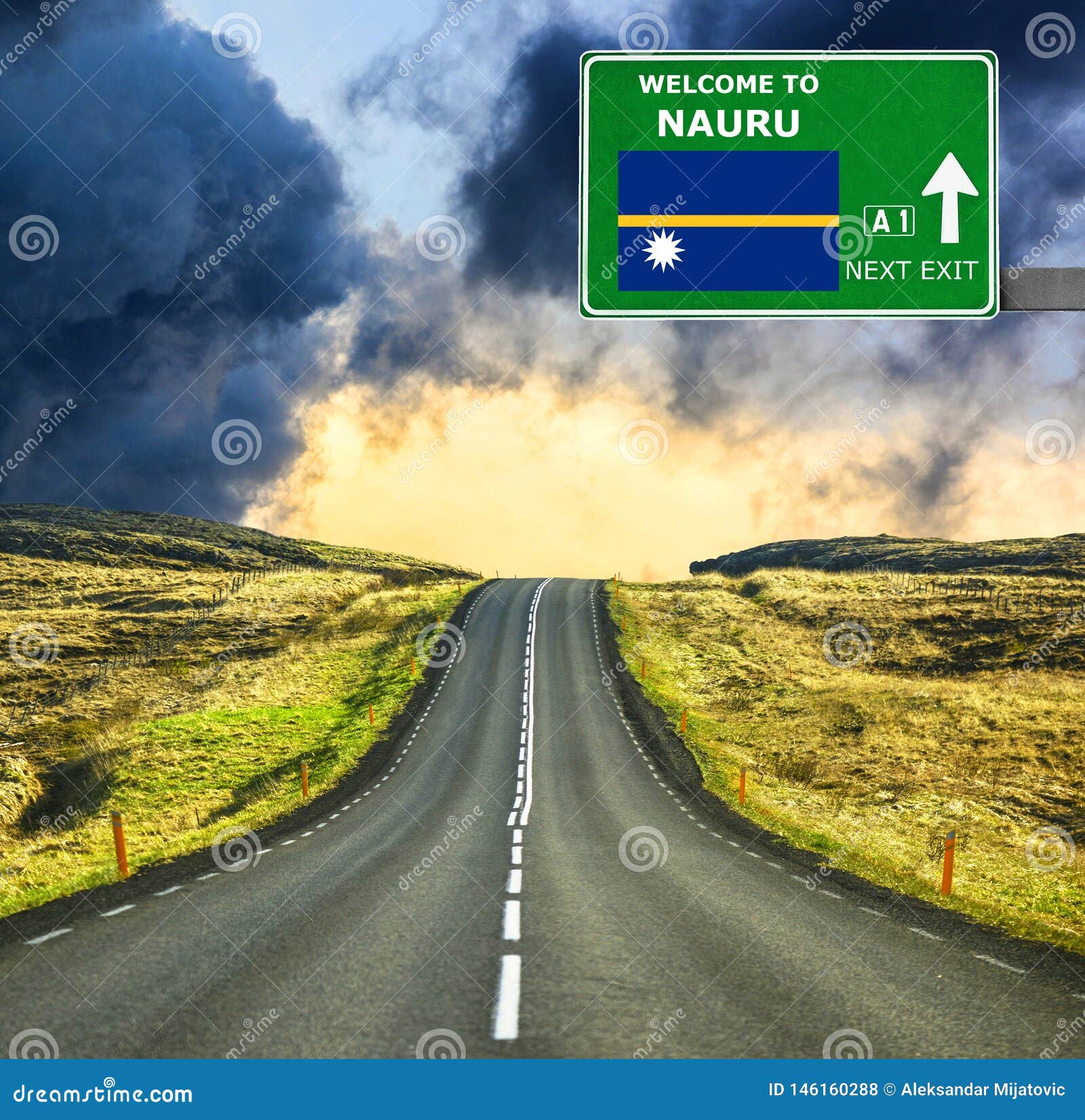 Nauru Road Sign Against Clear Blue Sky Stock Photo - Image of message ...