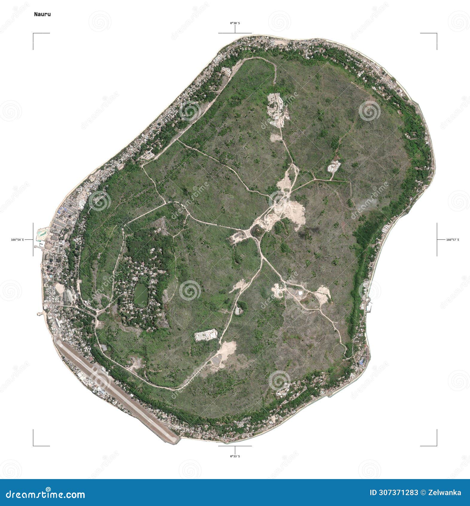 Nauru Shape on White. High-res Satellite Stock Illustration ...