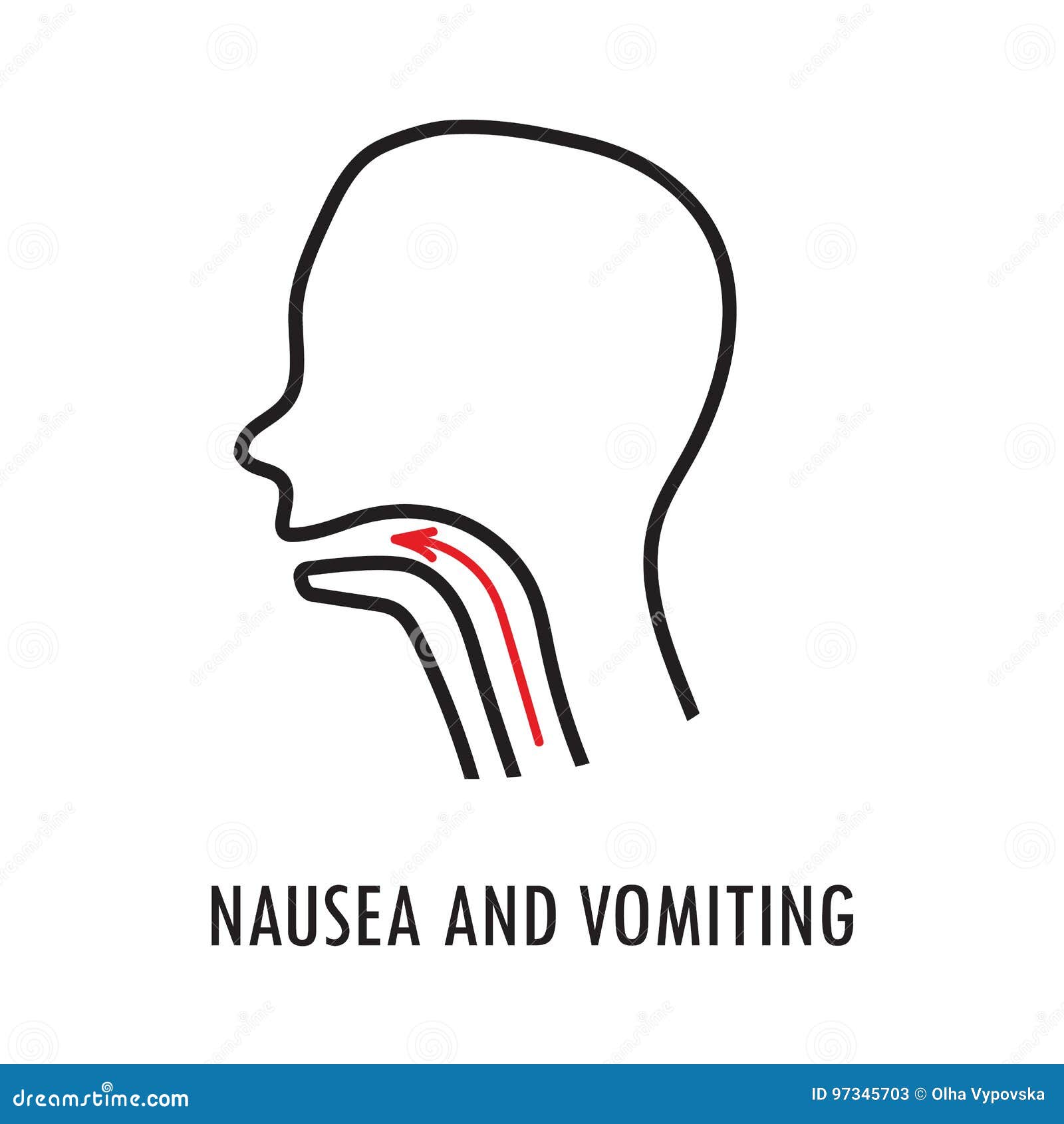 Nausea and Vomiting. Logo or Icon Template in Linear Style on White ...