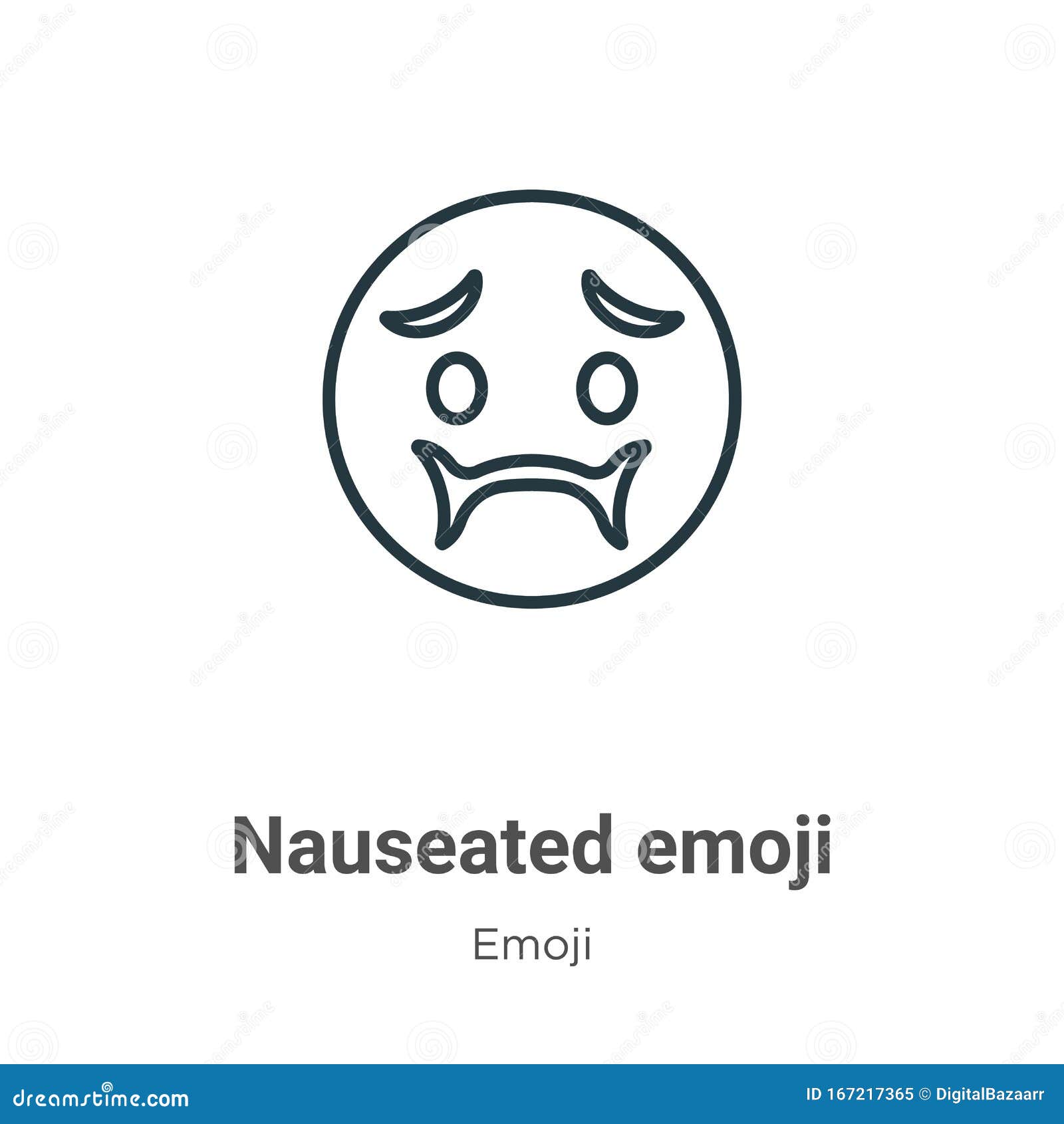 Nauseated Emoji Outline Vector Icon. Thin Line Black Nauseated Emoji ...