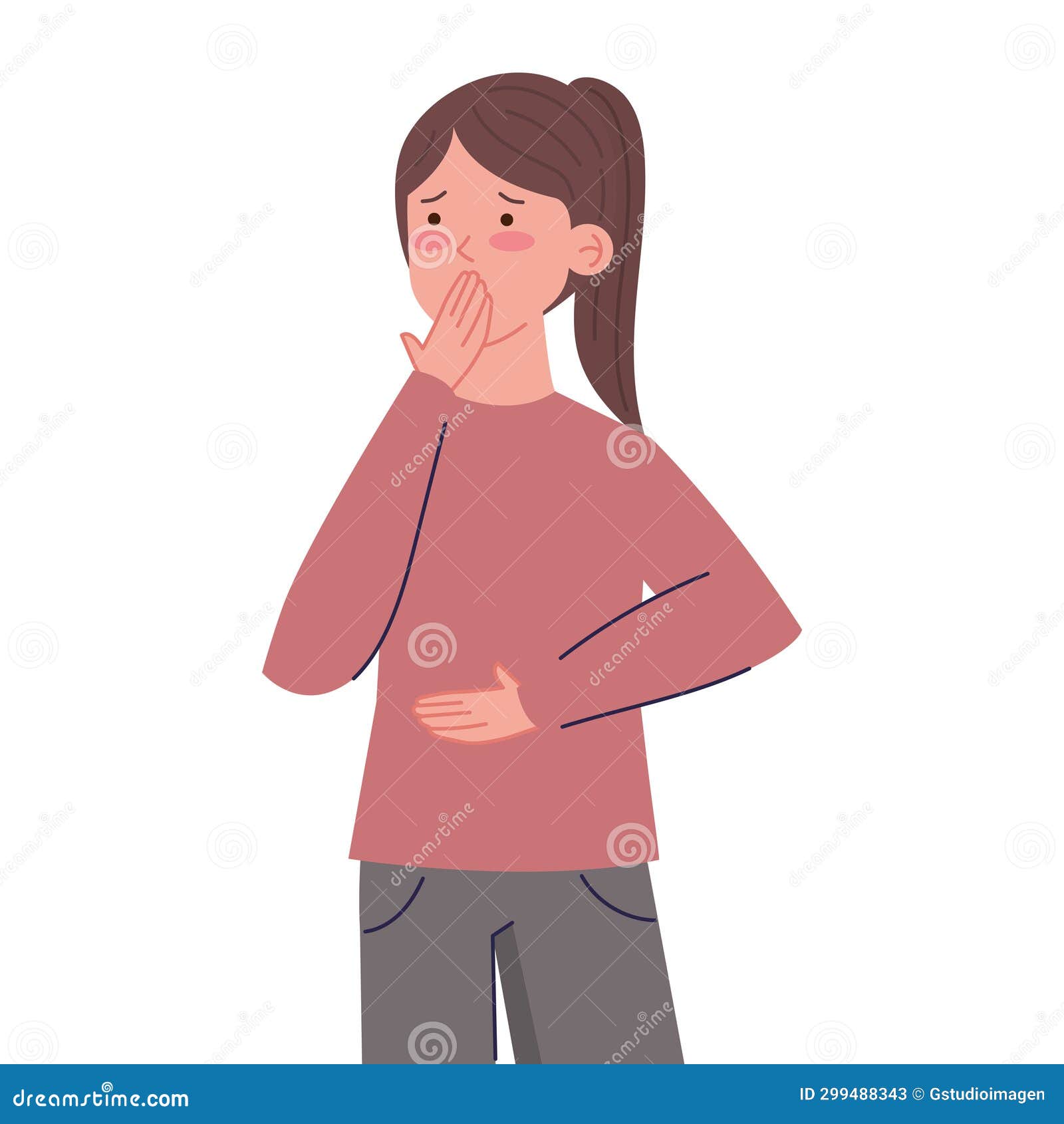Nauseous Girl Disease Stock Vector Illustration Of Headache 299488343