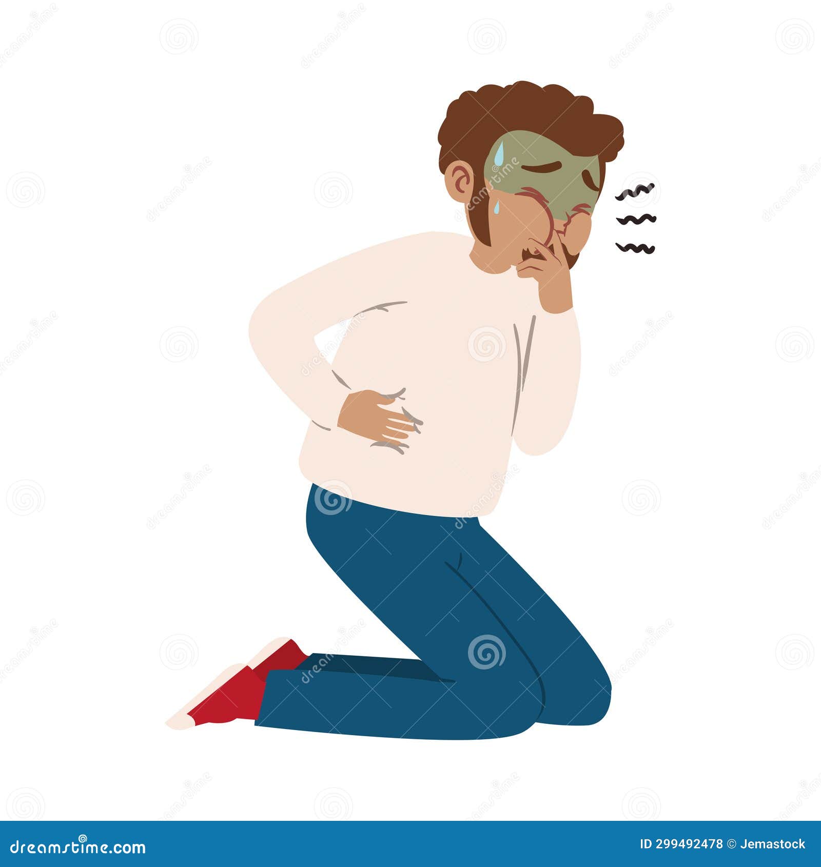 Nauseous man dizziness stock illustration. Illustration of design ...