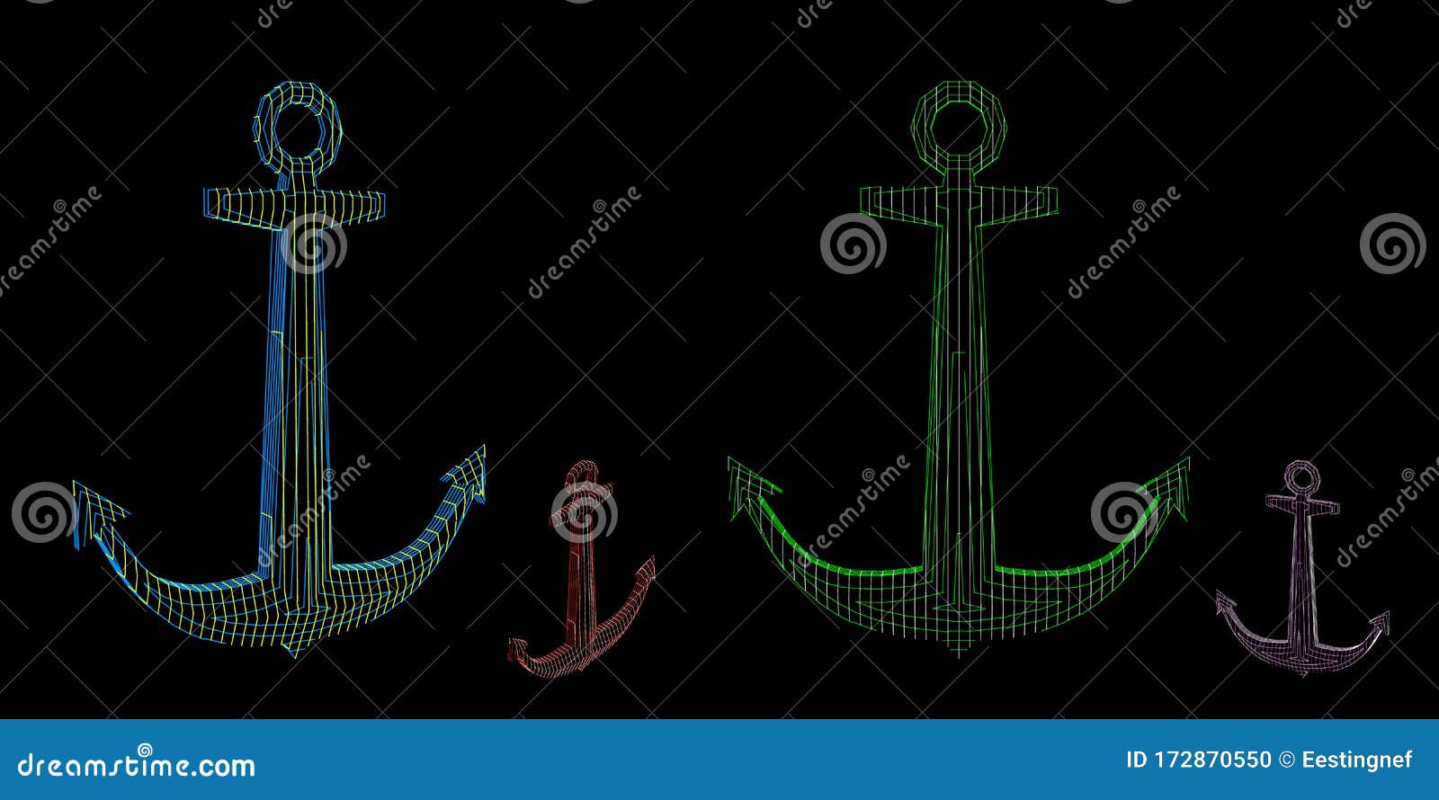 Nautical Anchor Carcass. Vector Outline Illustration Stock Vector ...