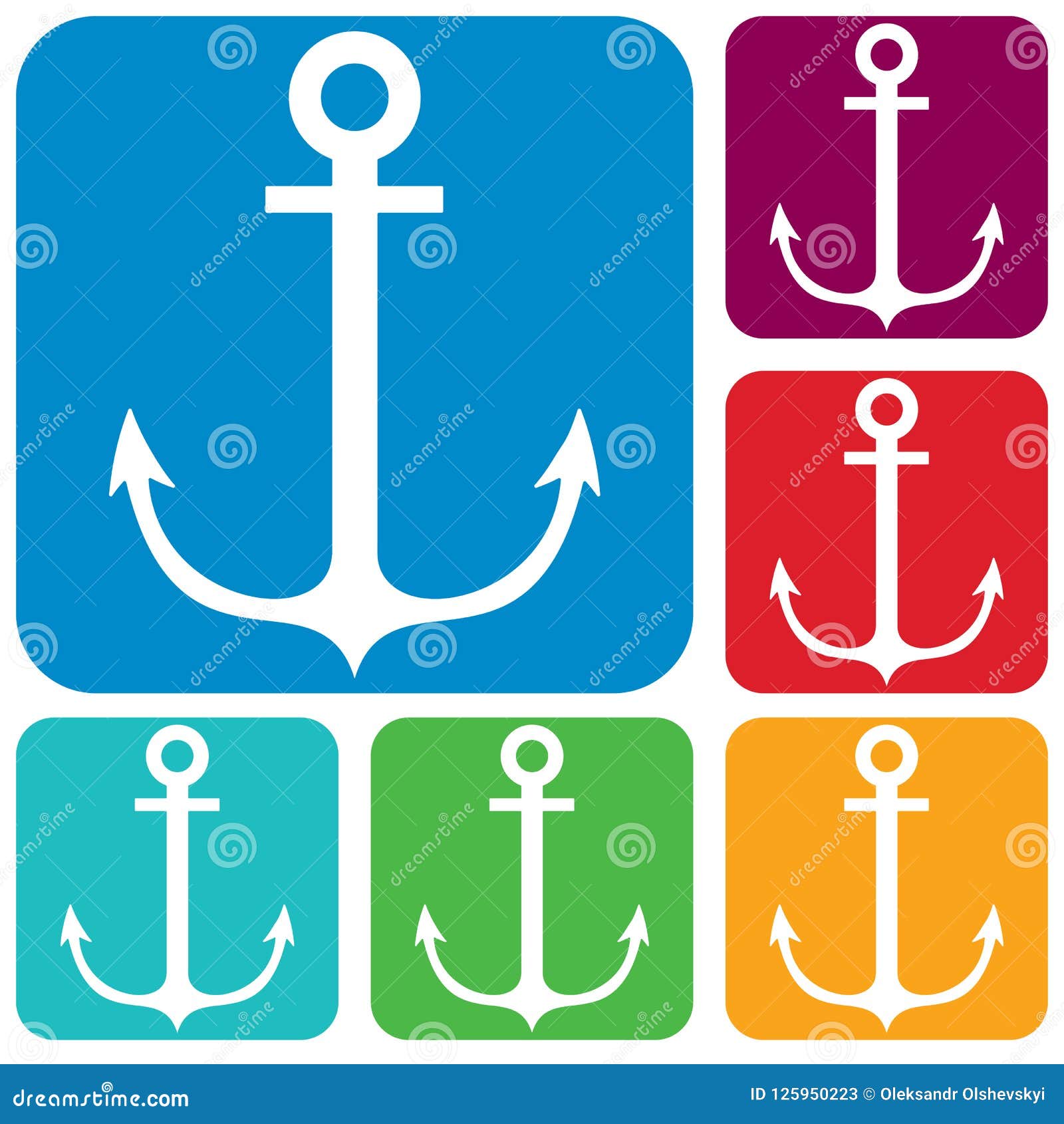 Nautical anchor icon stock vector. Illustration of security - 125950223