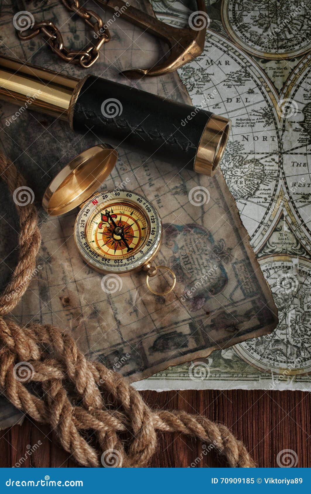 Nautical Background with a Navigation Tools Stock Image - Image of ...
