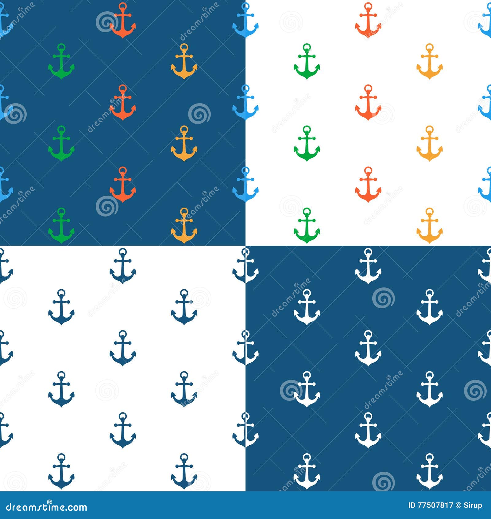 Nautical Background Seamless Pattern with Anchor Stock Vector ...