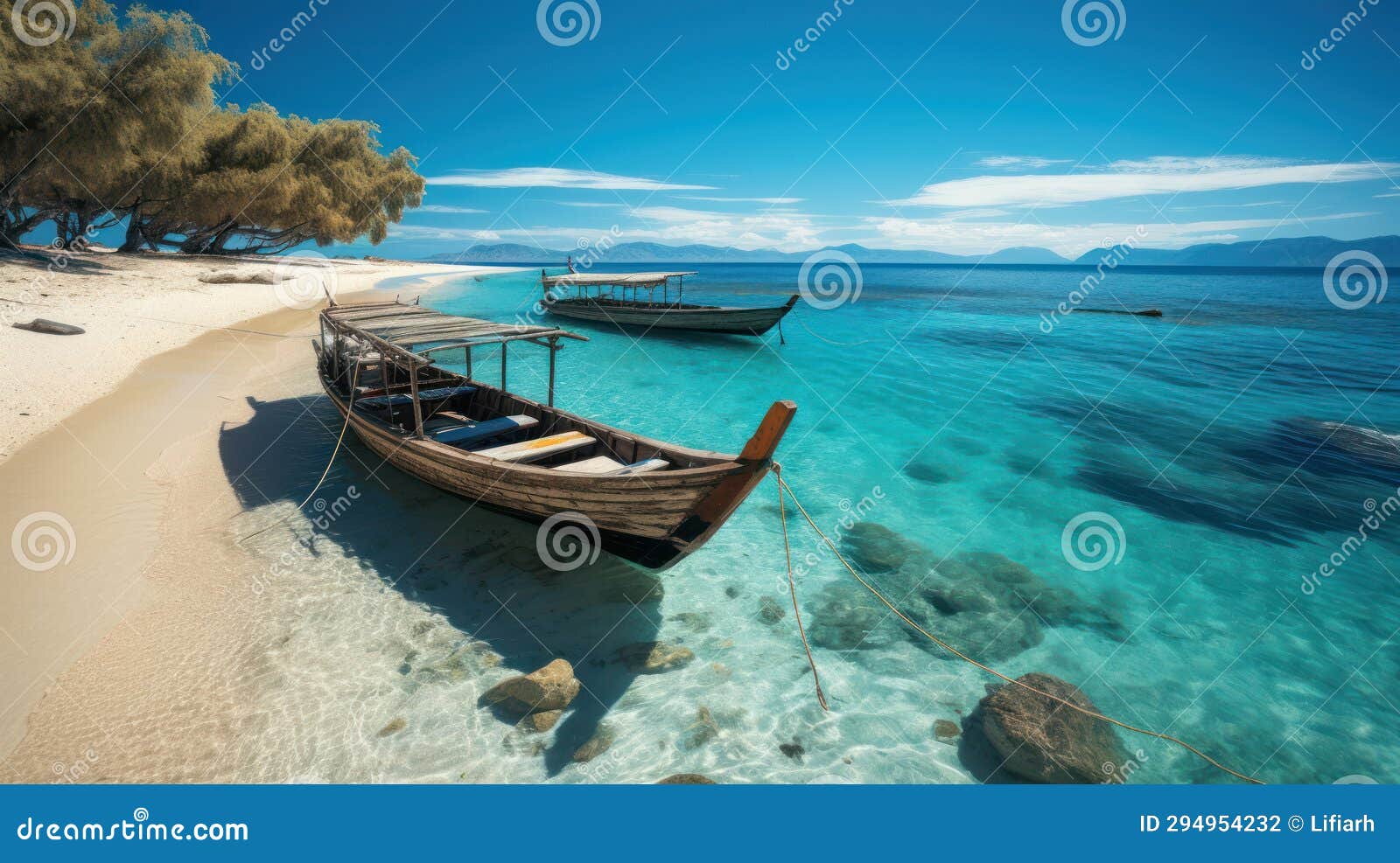 Nautical Bliss. Rustic Boats at Rest in a Breathtaking Tropical Utopia ...