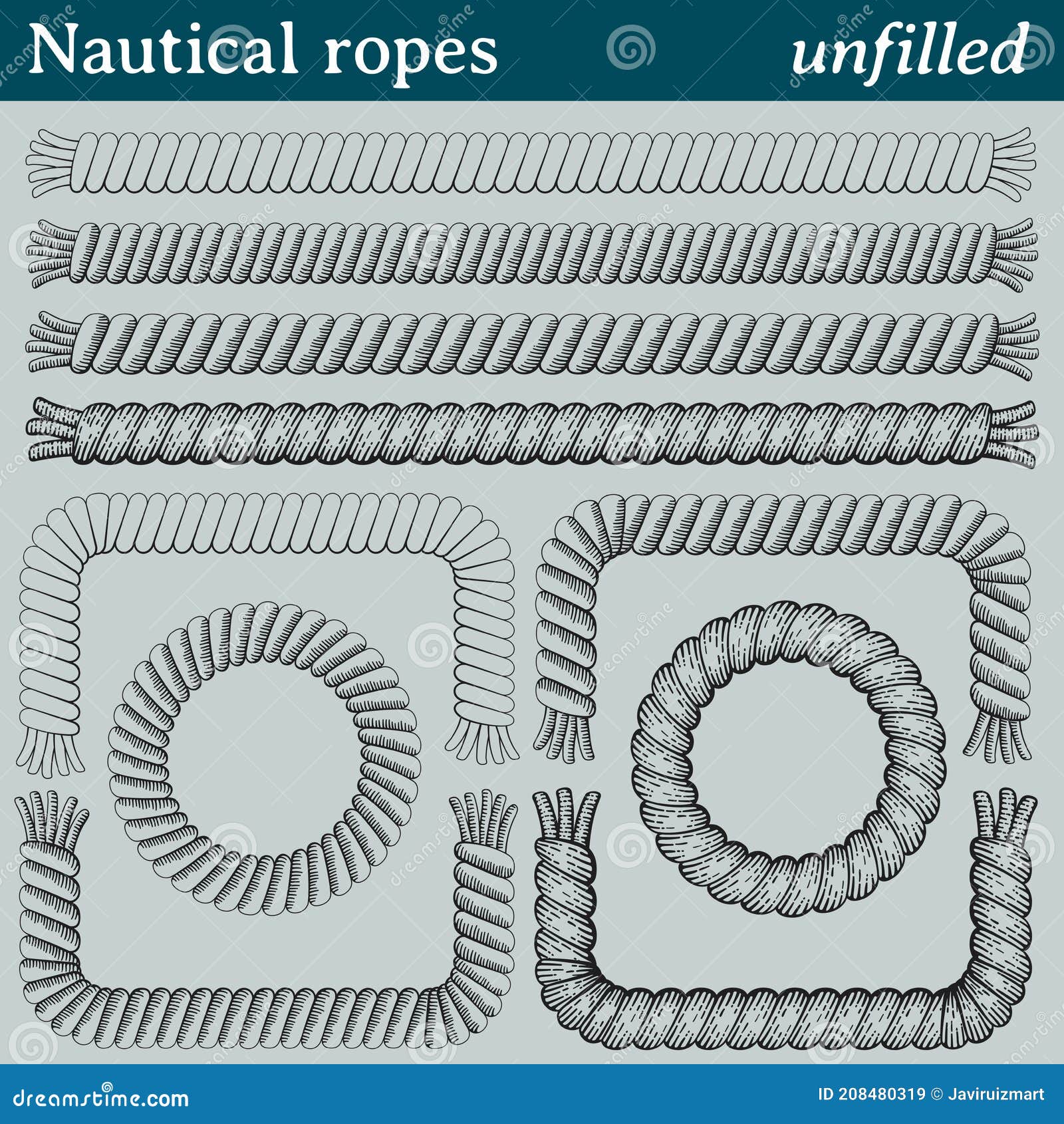 Nautical Ropes Vector Creative Outline Borders Set | CartoonDealer.com ...