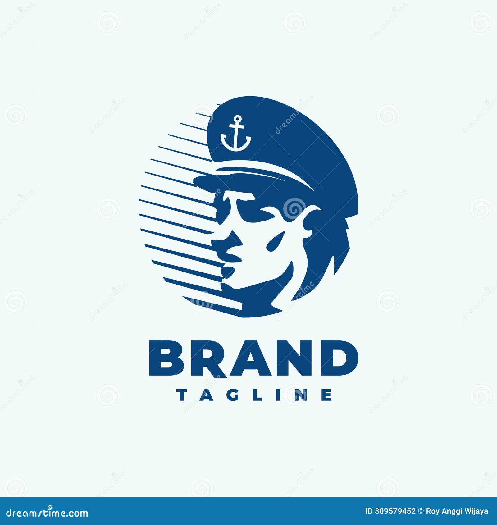 Nautical Captain Head Vector Logo Design Template Illustration Stock ...