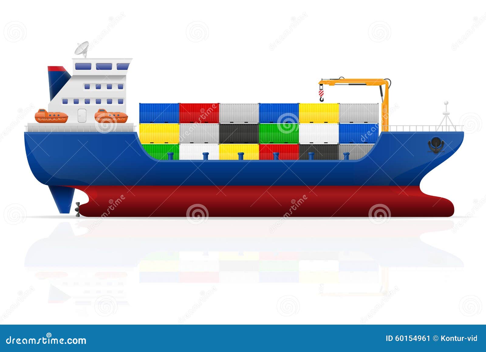Nautical Cargo Ship Vector Illustration Stock Vector - Illustration of ...