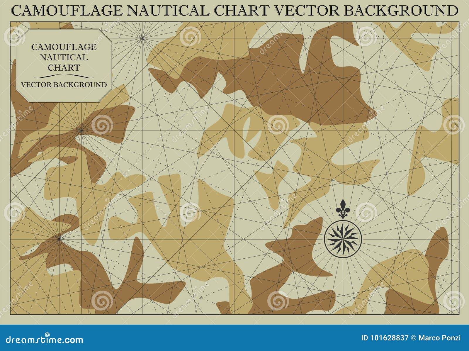 Old Nautical Chart Vector Background Portolan Chart With Rhumbline ...