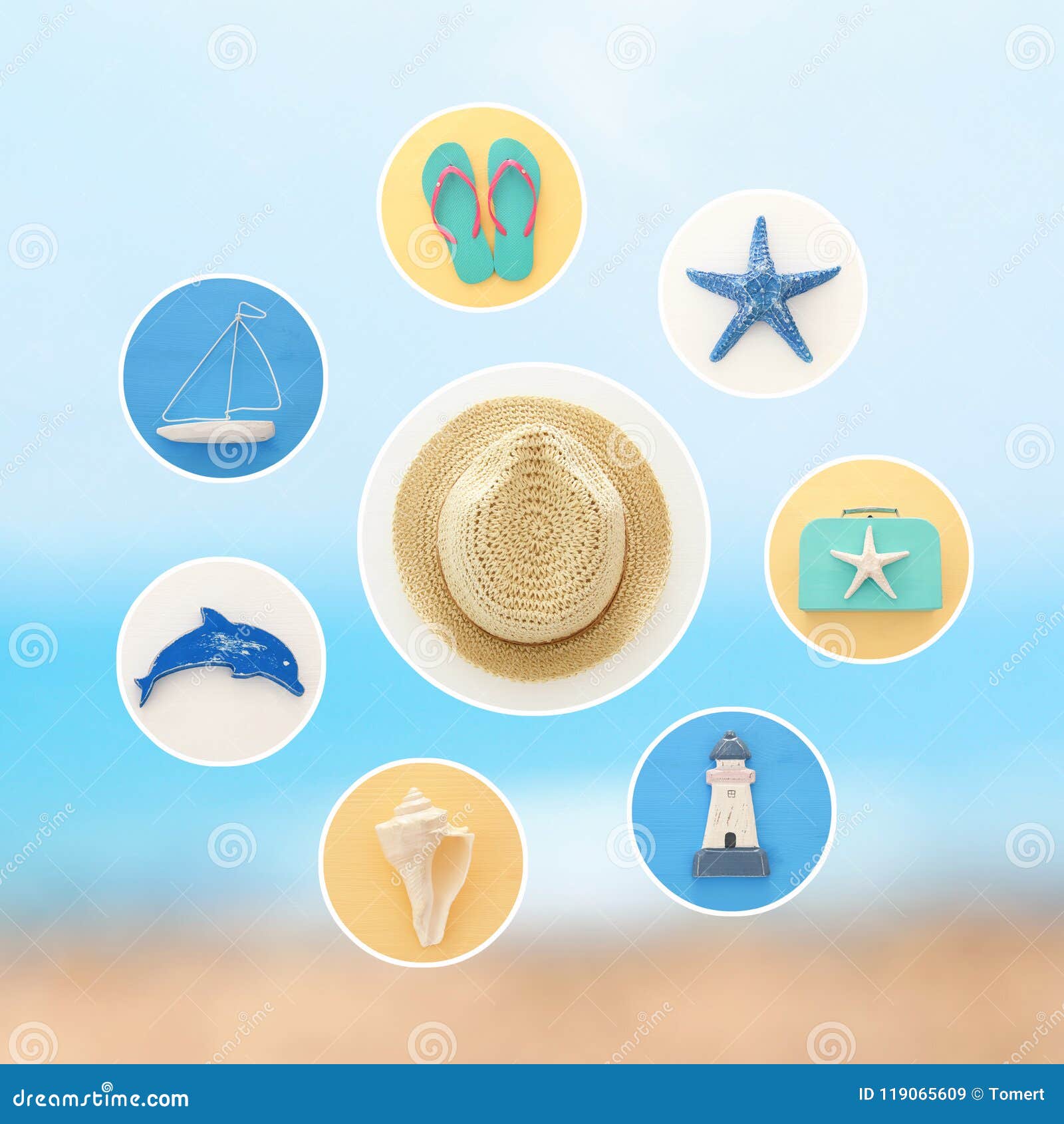 Nautical Collage with Sea Life Style Objects. Stock Image - Image of ...