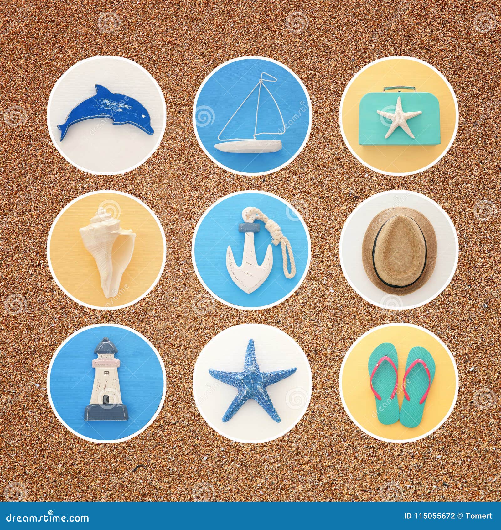 Nautical Collage with Sea Life Style Objects. Stock Photo - Image of ...
