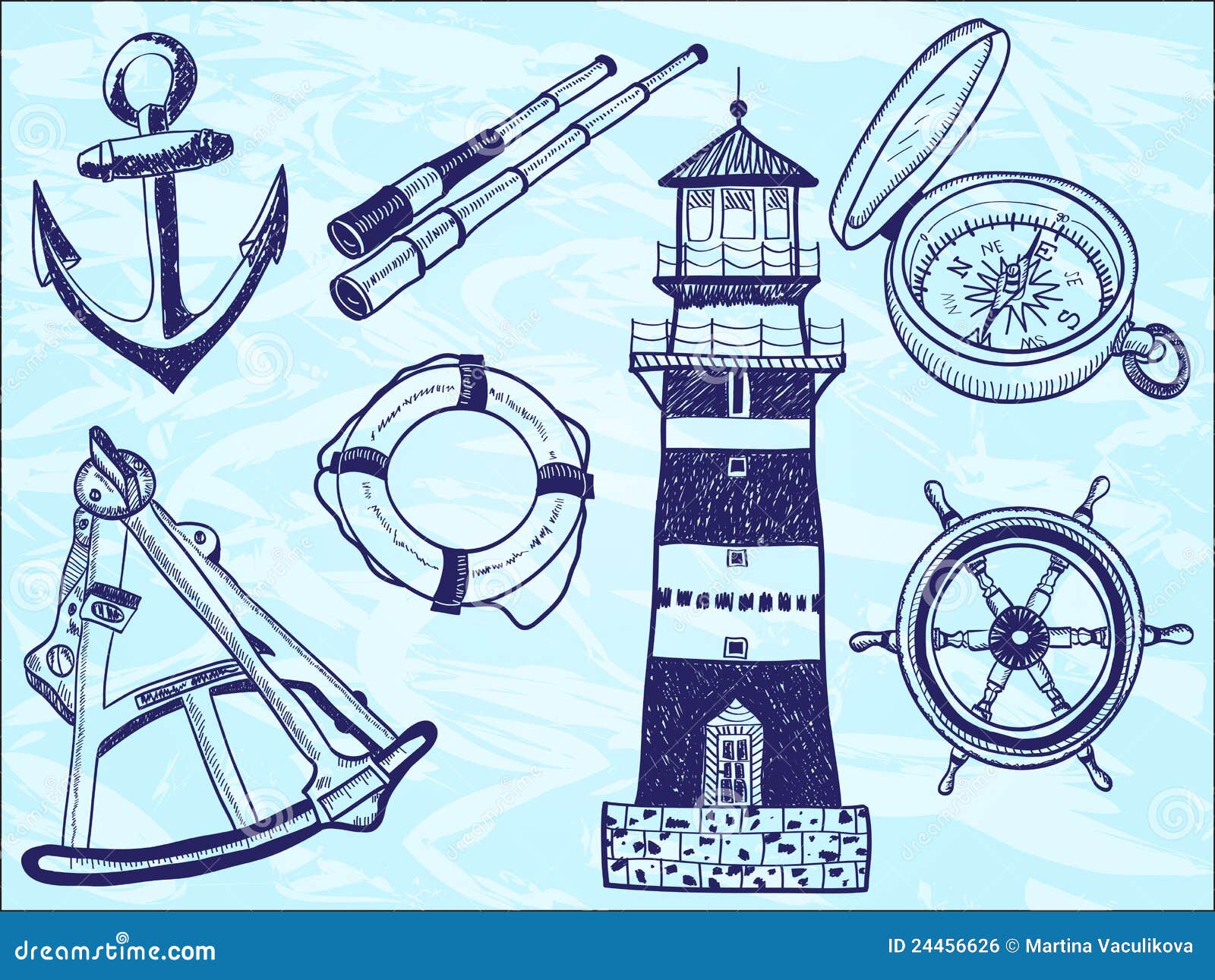 Nautical Collection - Hand-drawn Illustration Stock Illustration ...