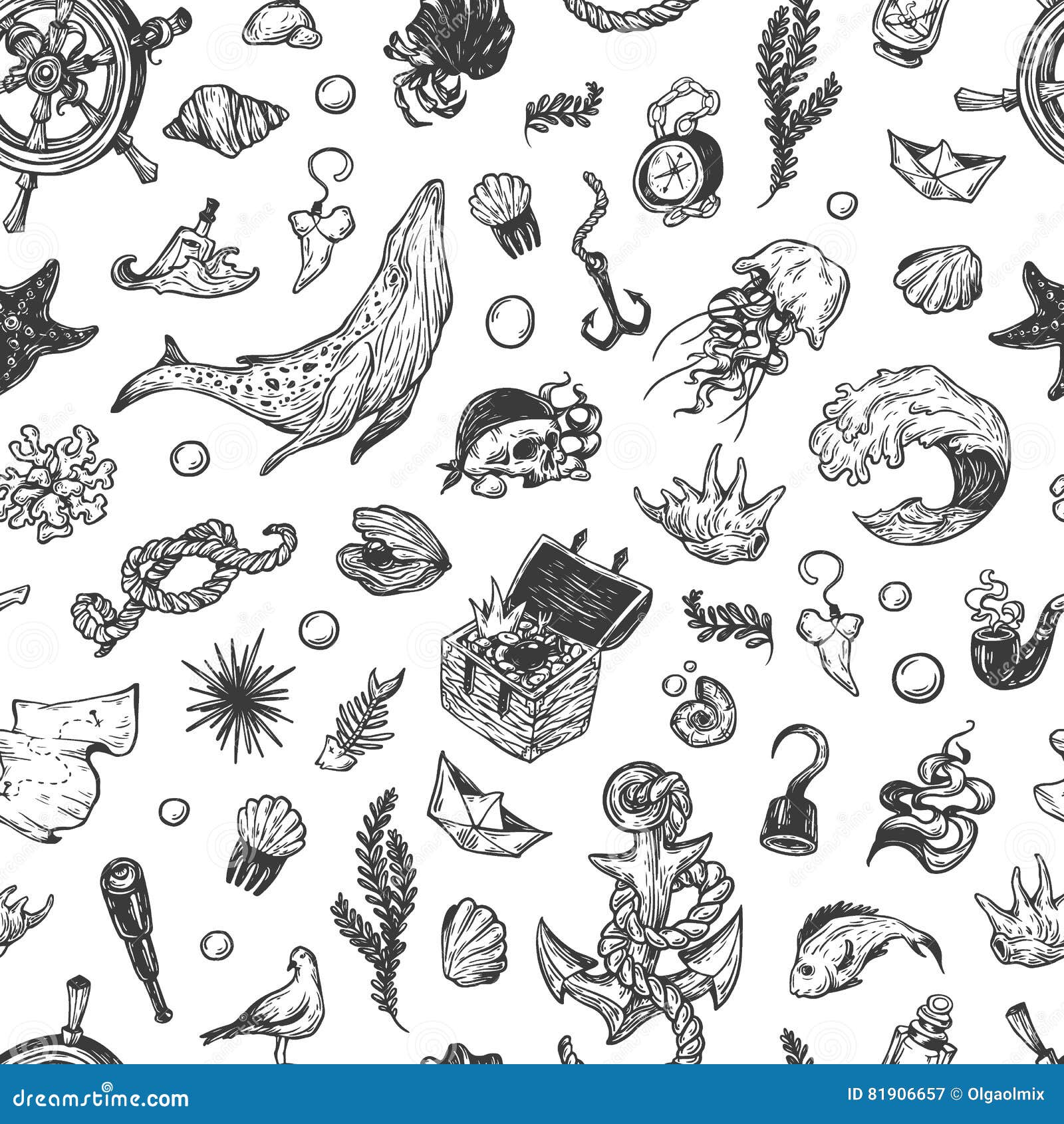 Nautical Collection. Pattern. Stock Vector - Illustration of nautical ...