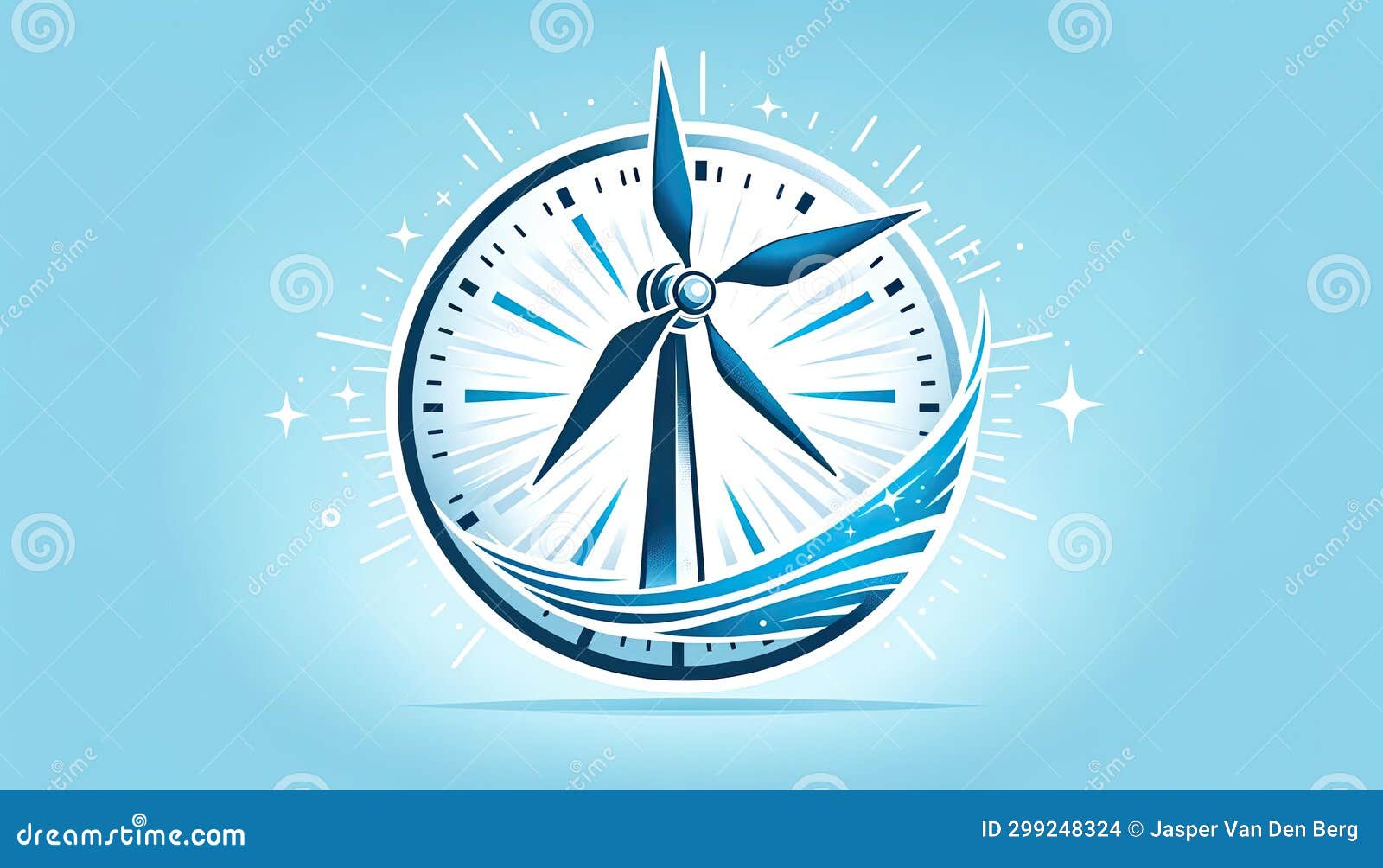 Nautical Compass Illustration With Ocean Waves Ai Generated Stock Illustration Illustration