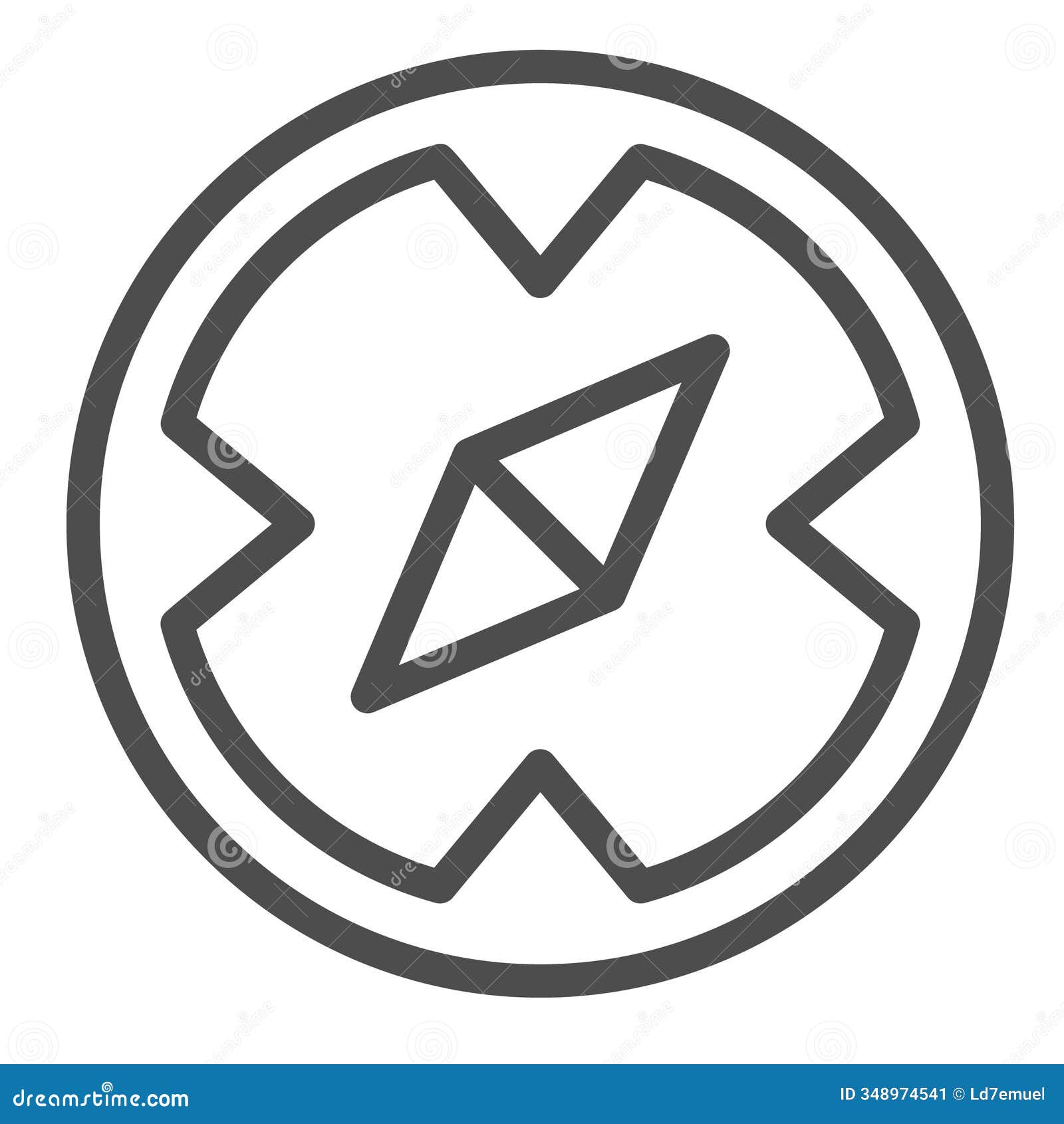 Compass Line Icon, Nautical Concept, Mariner Compass Sign On White ...