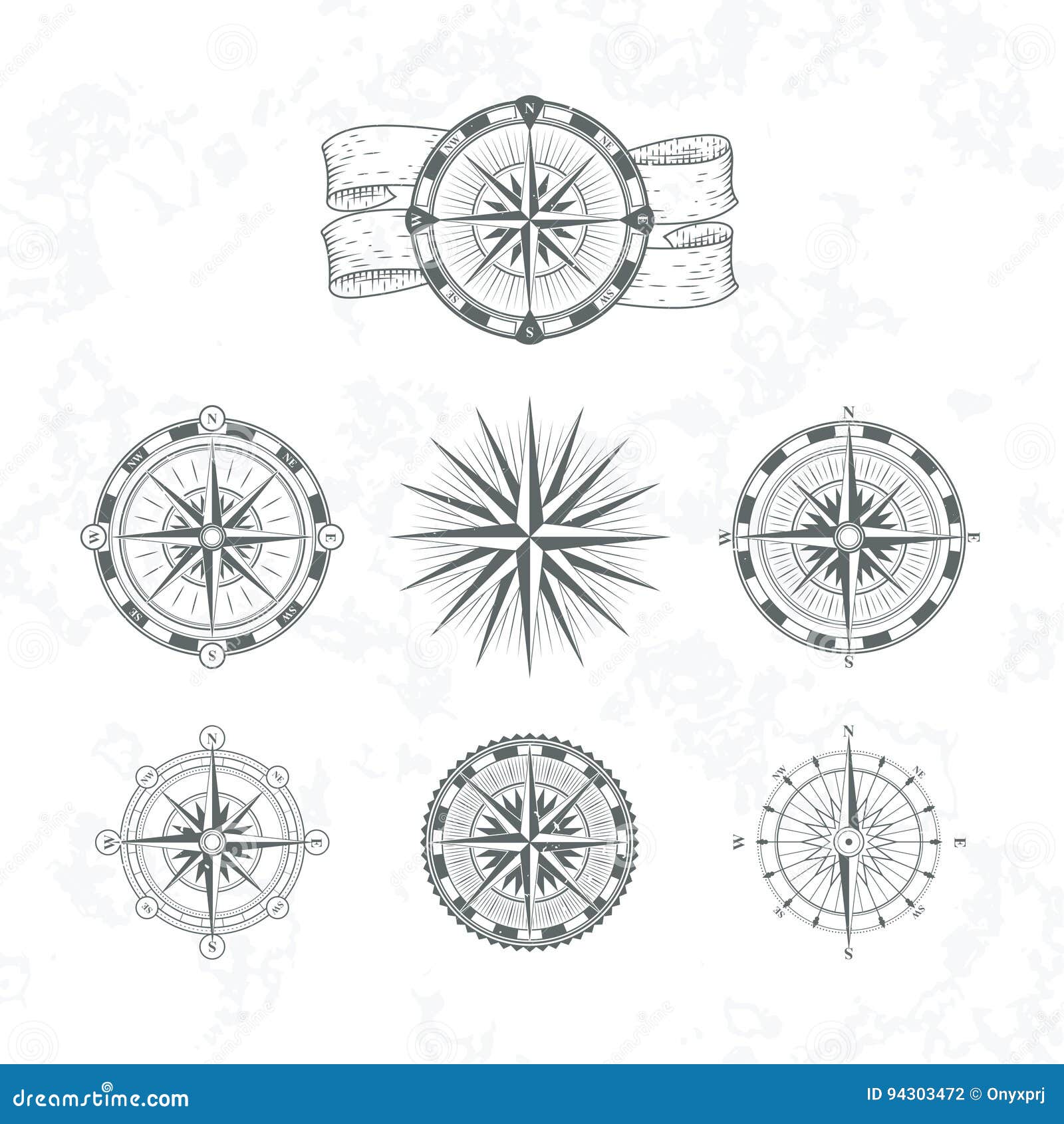 Nautical Compass. Marine Wind Rose for Maps Stock Vector - Illustration ...