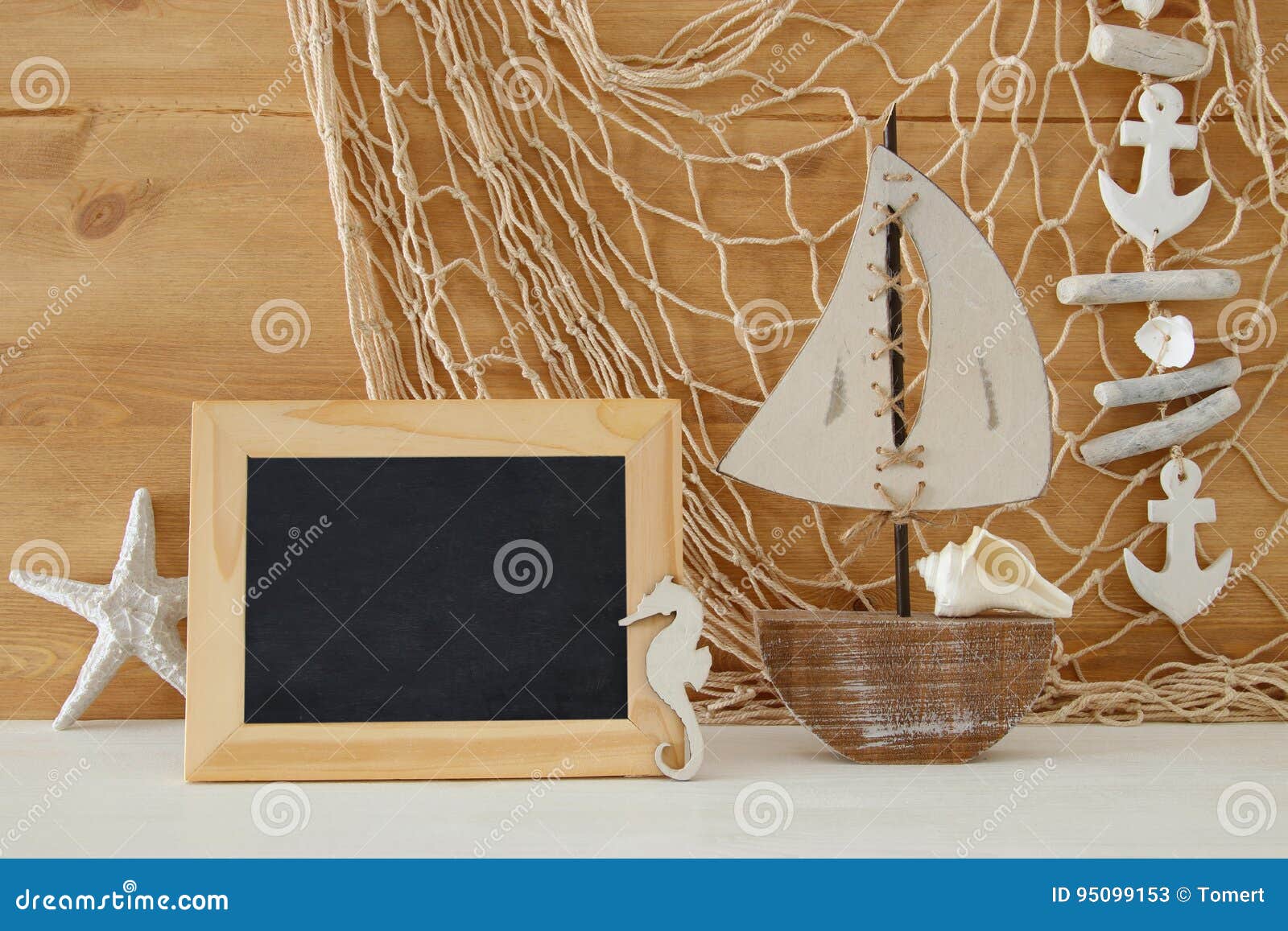 Nautical Concept with Sea Life Style Objects on Wooden Table. Stock ...