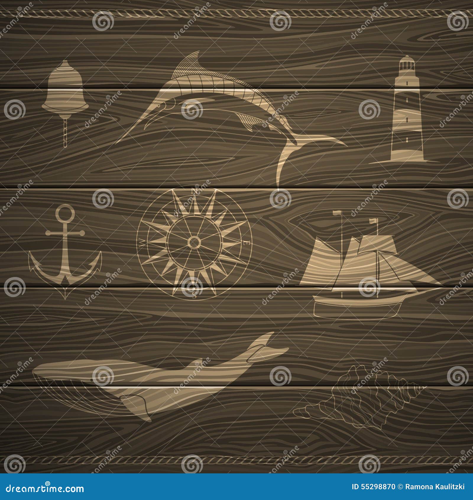Nautical Design Elements stock illustration. Illustration of nature ...