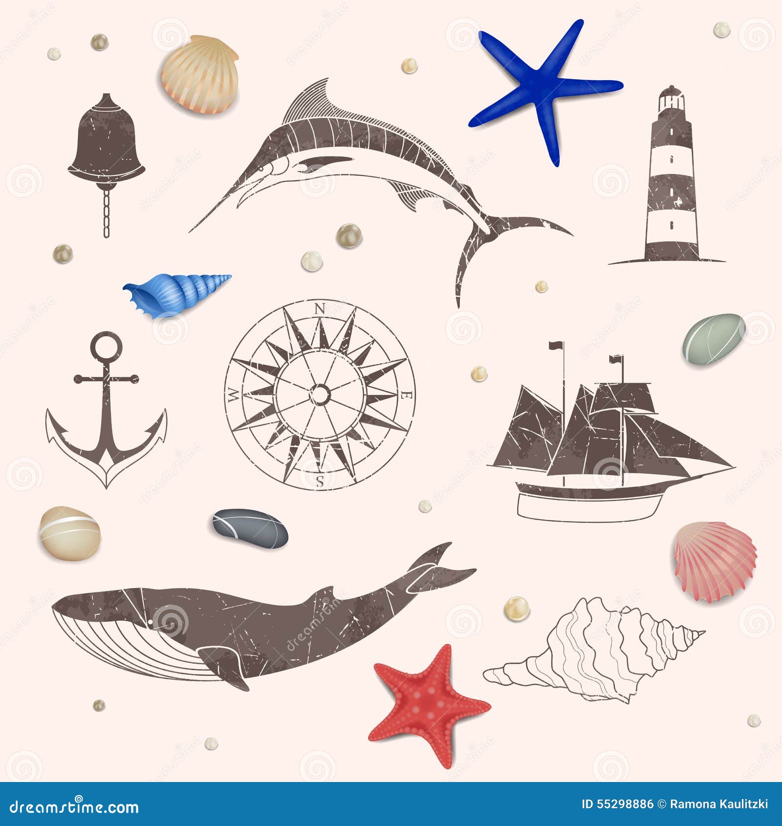 Nautical Design Elements stock illustration. Illustration of bell ...