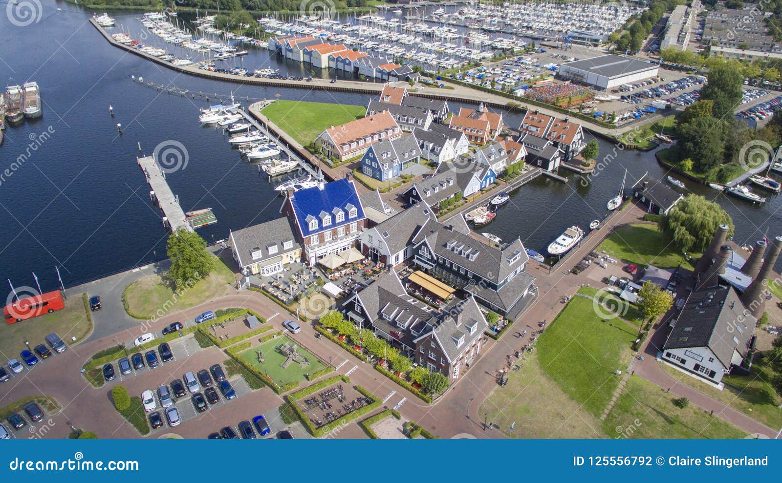 The Nautical District in Huizen, Netherlands Stock Photo - Image of ...