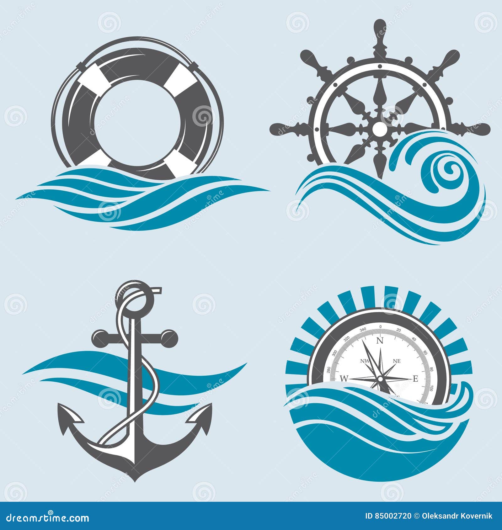 Nautical Elements Collection Stock Vector - Illustration of marine ...