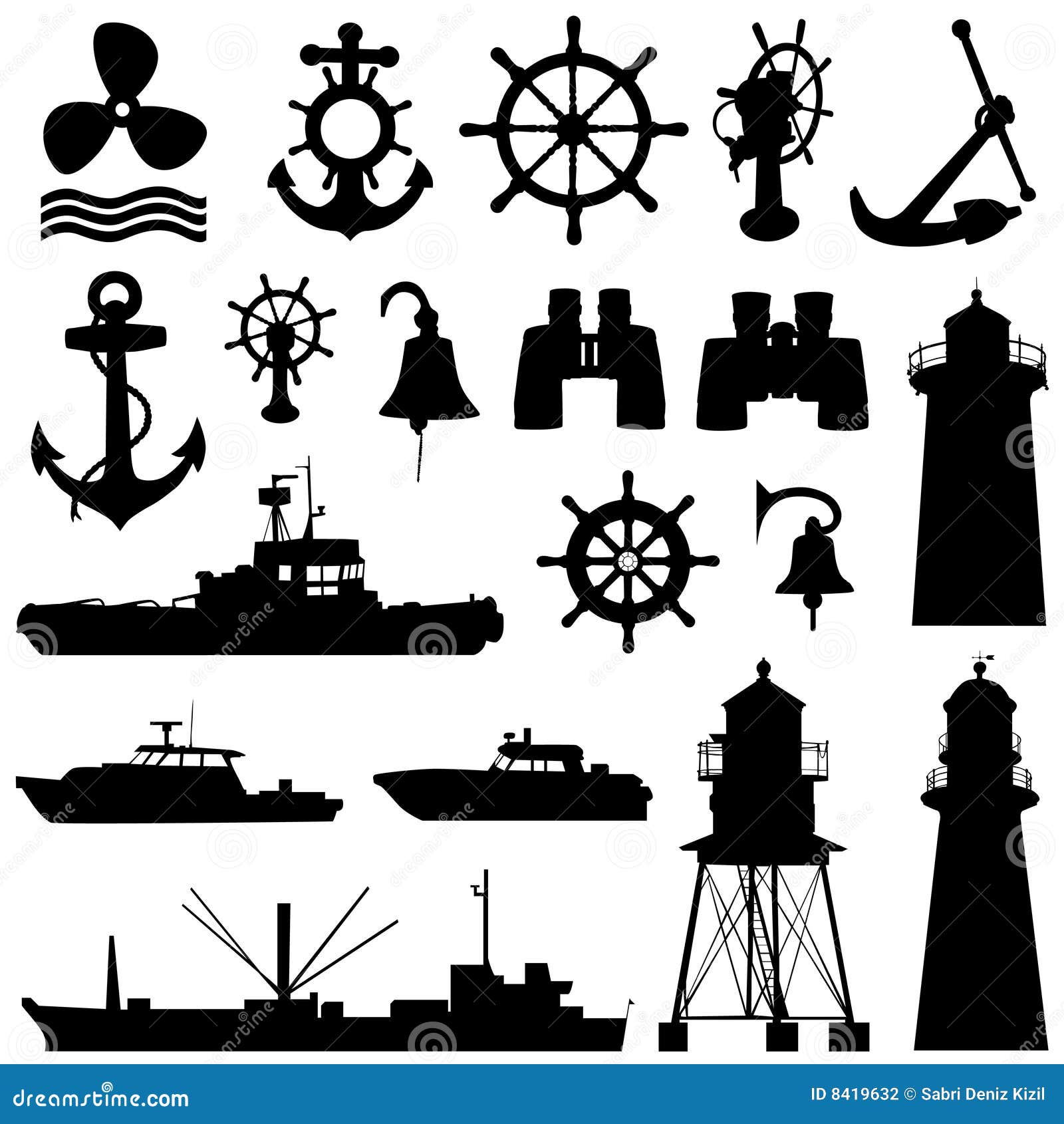 Nautical elements vector stock vector. Illustration of steers - 8419632