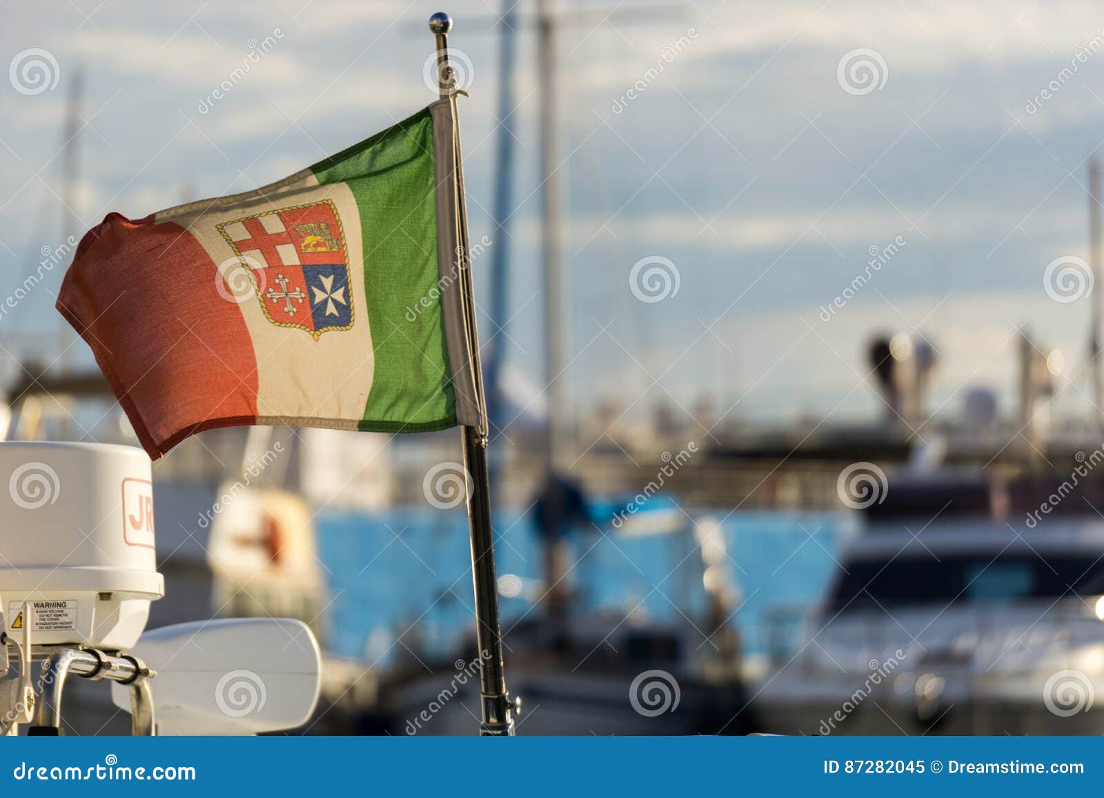 Nautical Flag Of Italy With Blurred Background Royalty-Free Stock Photo ...