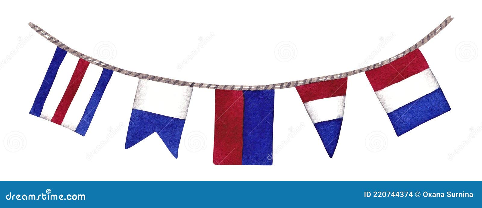 Nautical Flags. Isolated Hand Painted Watercolor Illustrations on White ...
