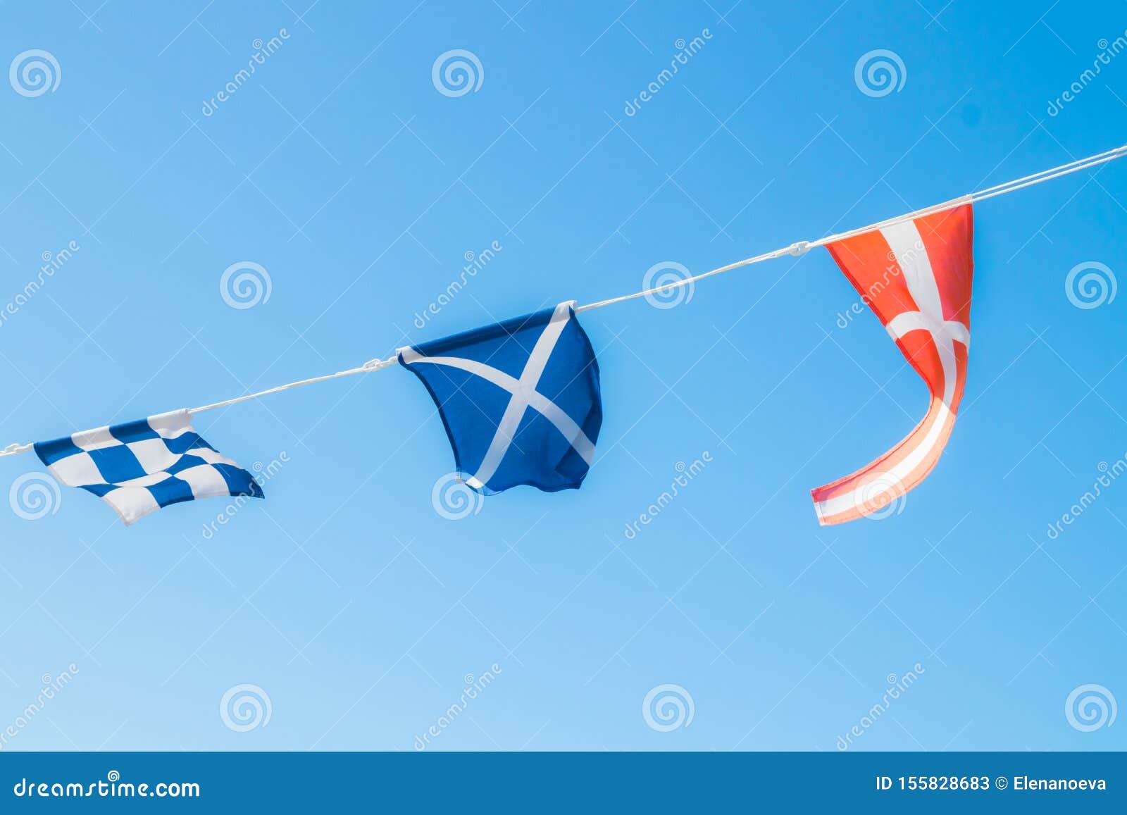 Nautical Flags on the Ship Against Blue Sky Stock Image - Image of flag ...