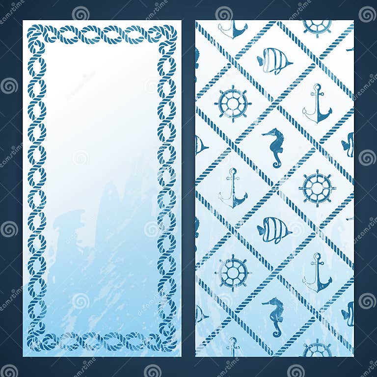 Nautical Flayers with Seafaring Elements Stock Vector - Illustration of ...