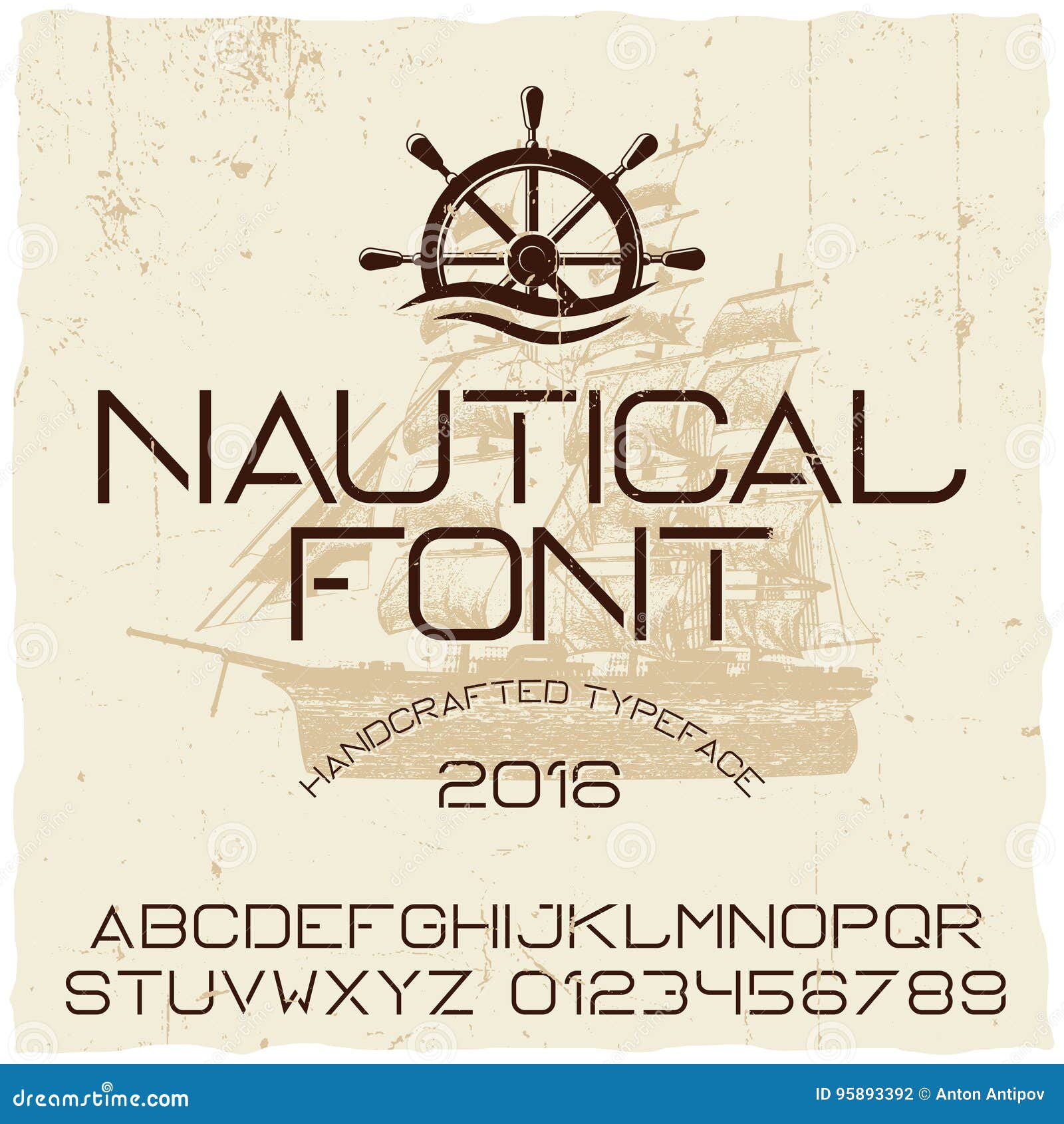 Nautical Hand Crafted Typeface Poster Stock Vector - Illustration of ...