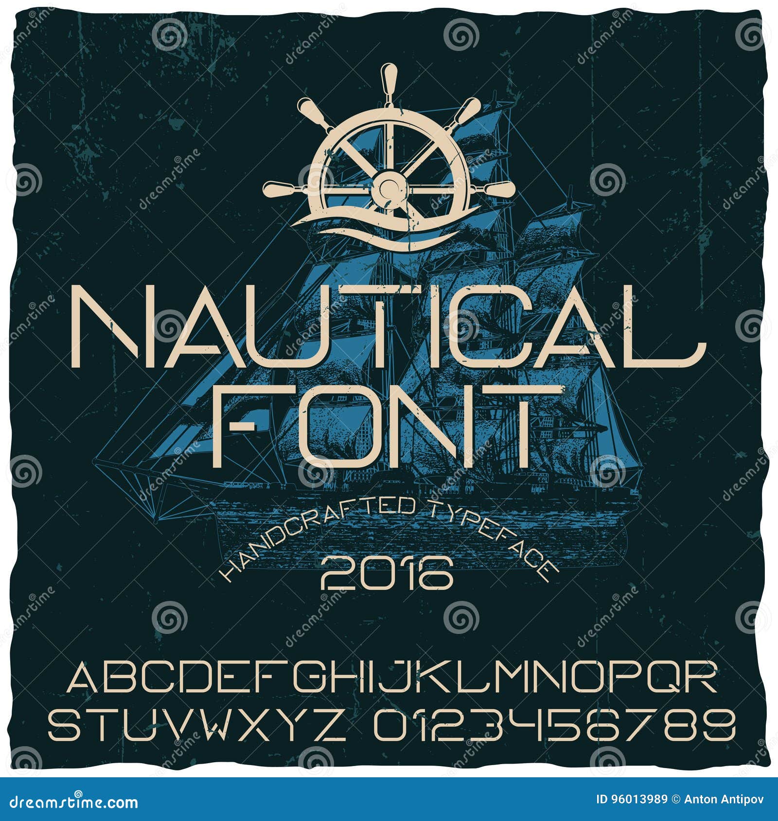 Nautical Hand Crafted Typeface Poster Stock Vector - Illustration of ...