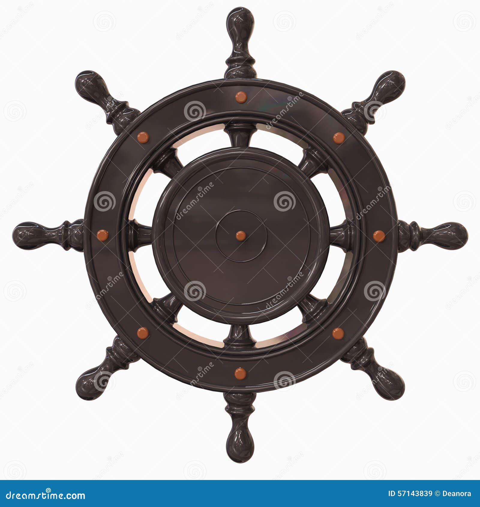 Nautical Helm 3d Render Design on White Background Stock Illustration ...