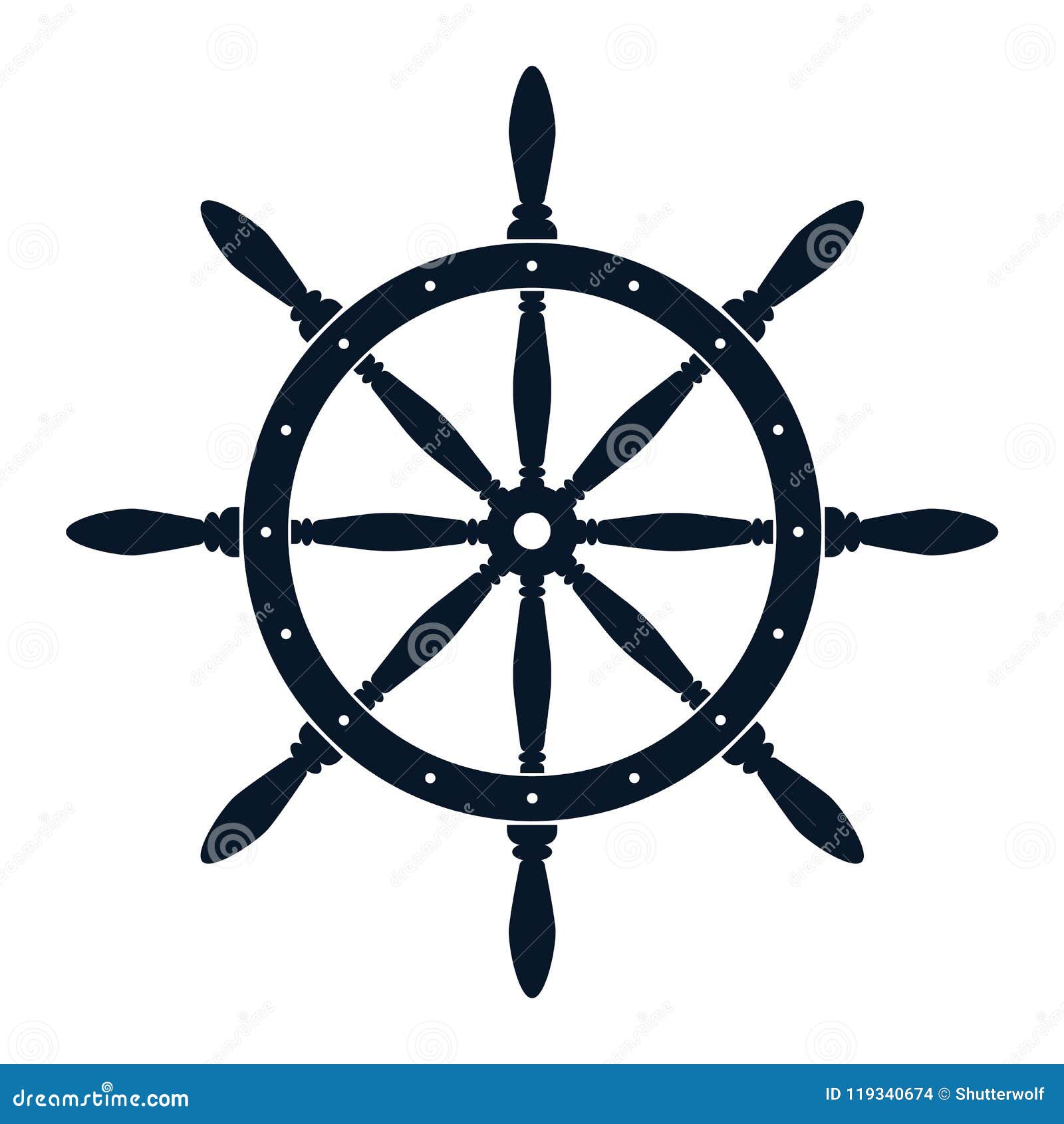 Nautical Helm. Ship And Boat Steering Wheel Sign. Boat Wheel Control ...