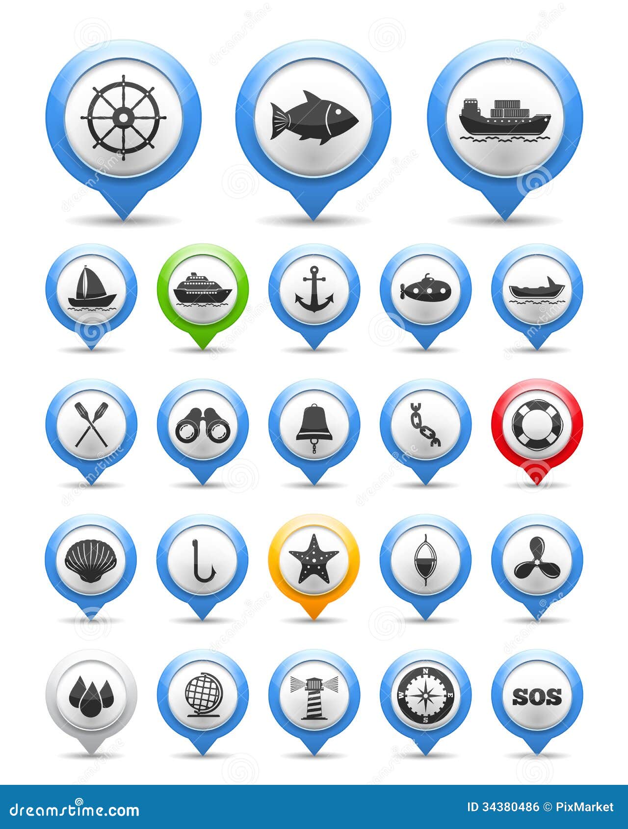 Nautical Icon stock vector. Illustration of globe, ocean - 34380486