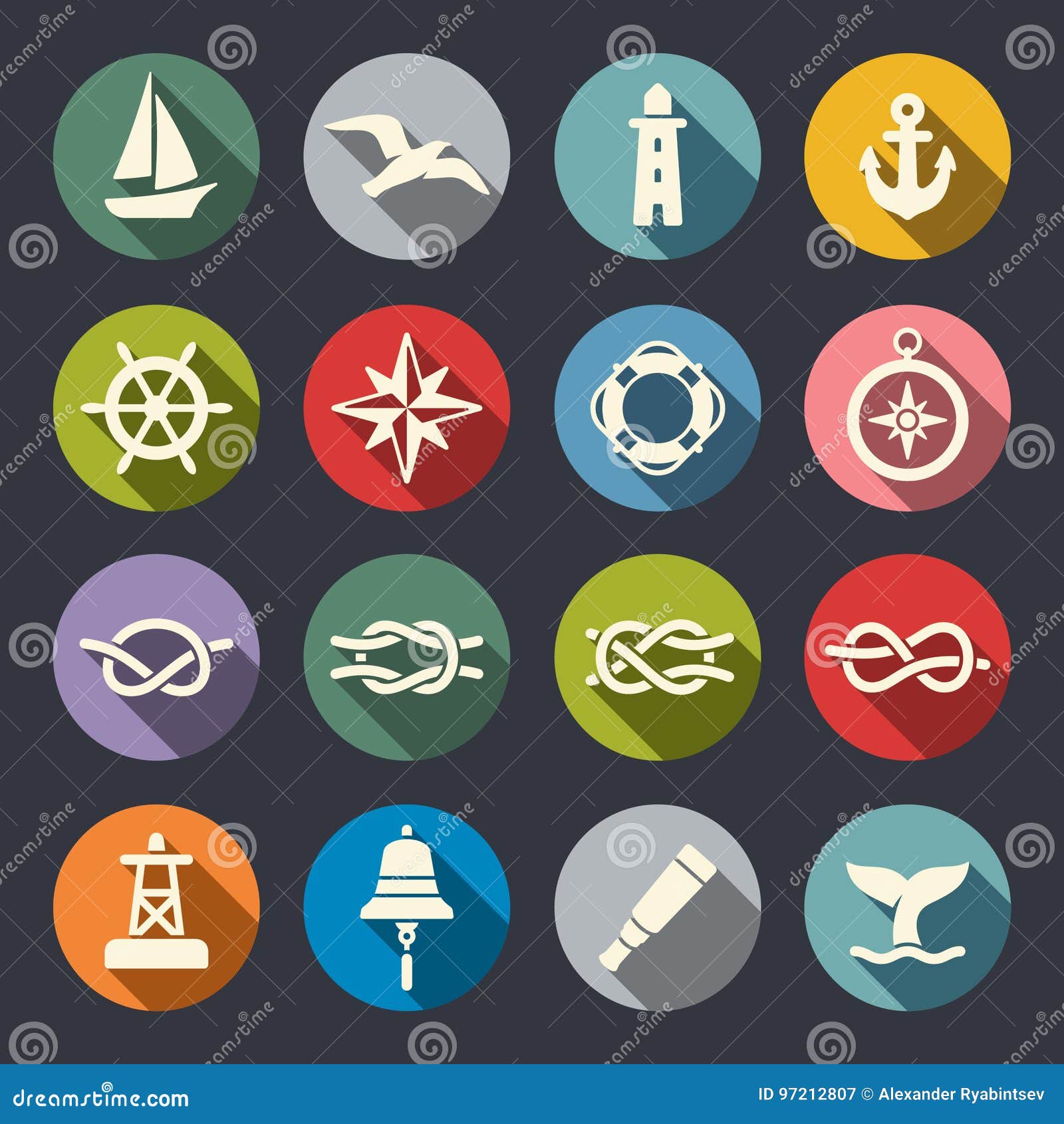 Nautical icon set stock vector. Illustration of lighthouse - 97212807