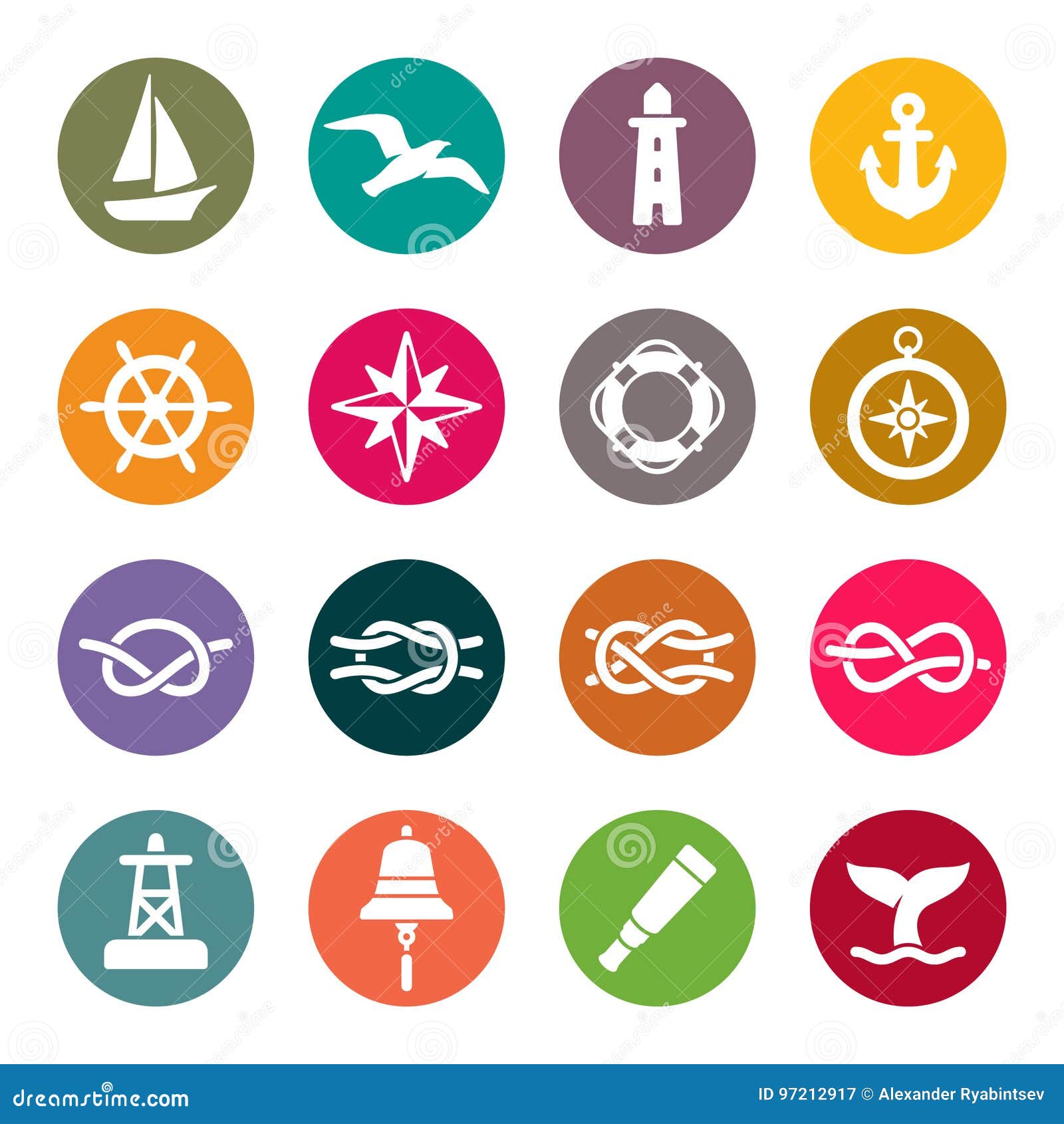 Nautical icon set stock vector. Illustration of anchor - 97212917