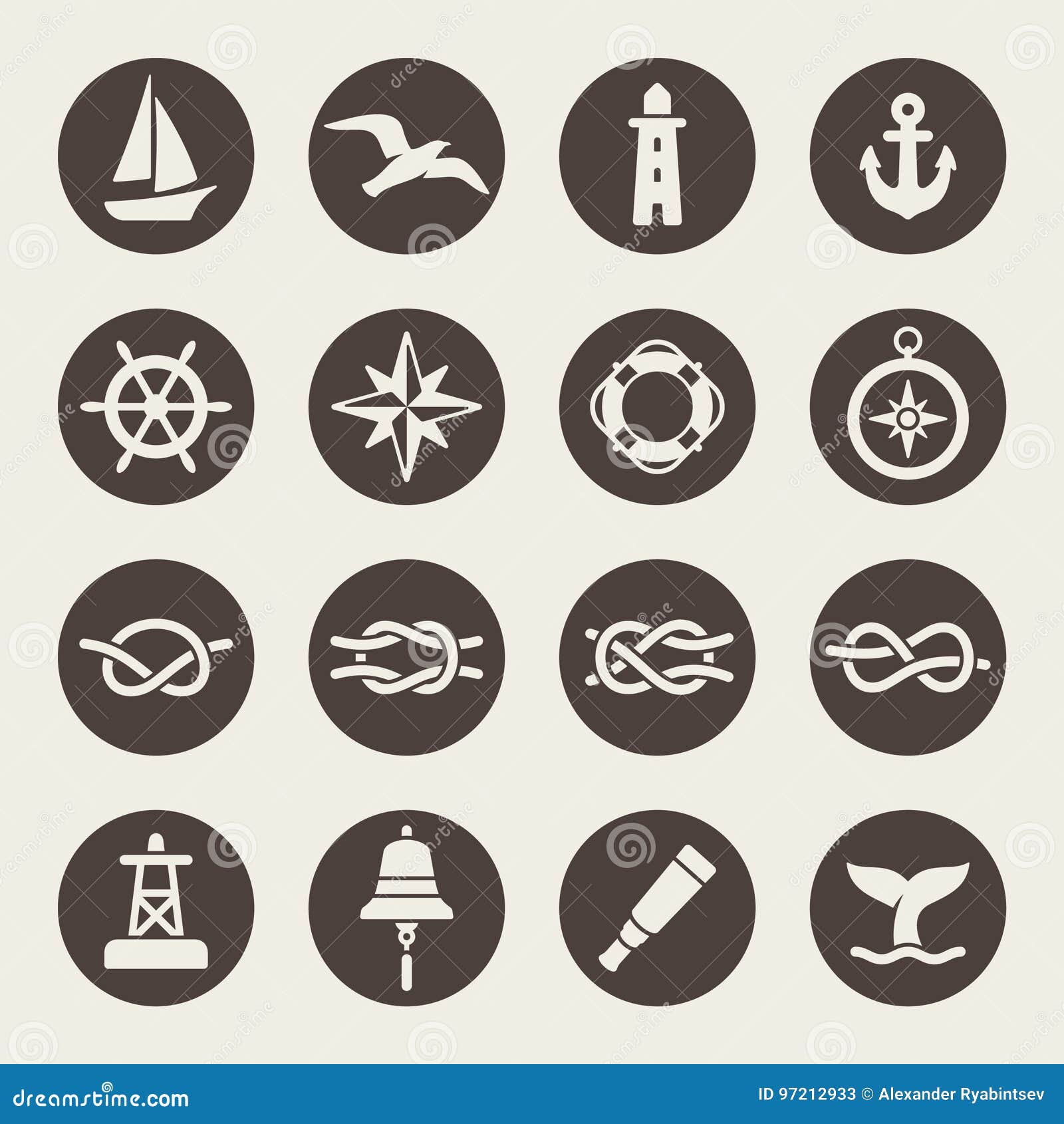 Nautical icon set stock vector. Illustration of anchor - 97212933