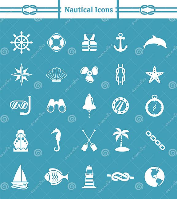 Nautical icon set stock vector. Illustration of marine - 48627175