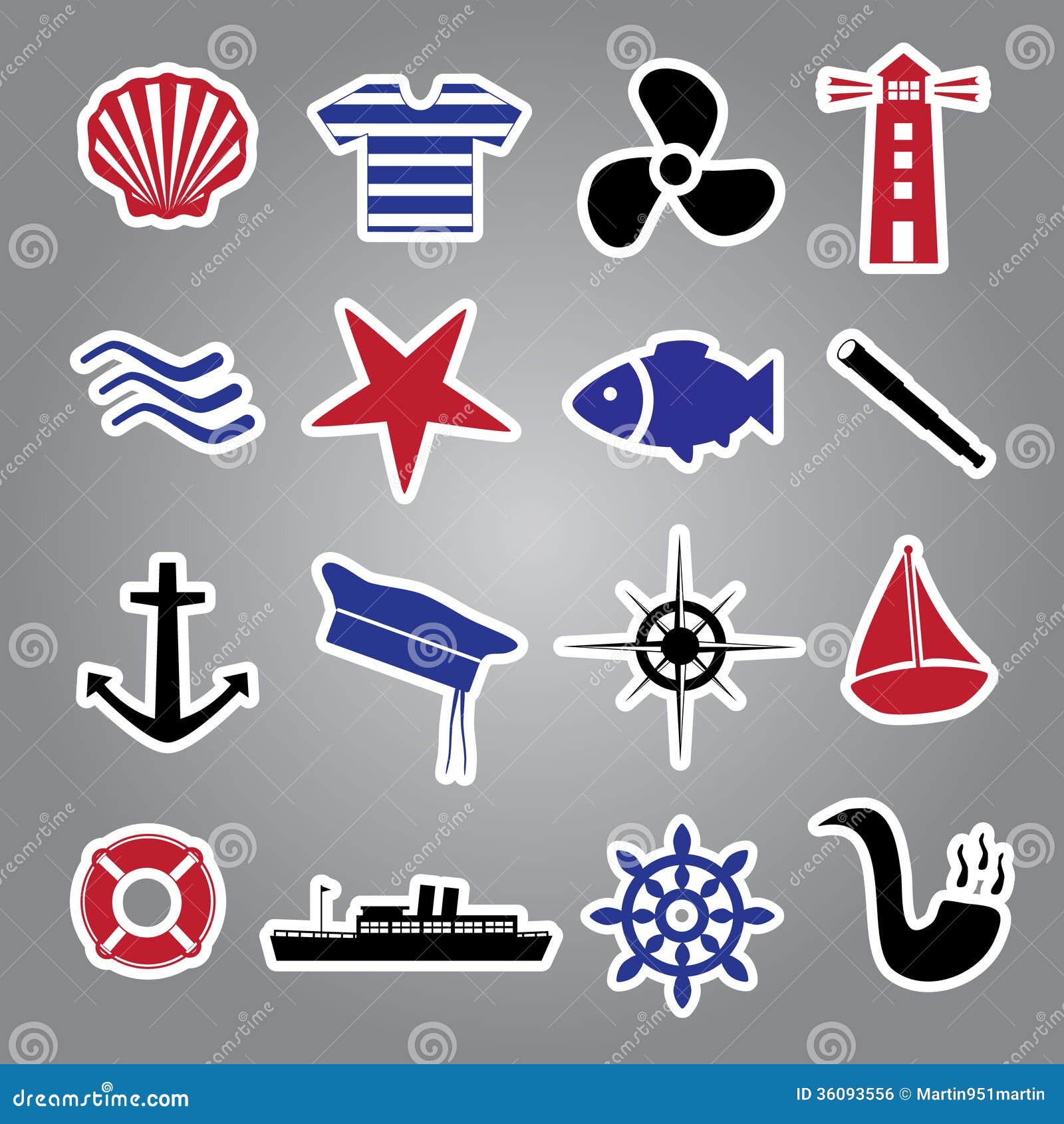 Nautical Icon Stickers Collection Eps10 Stock Vector - Illustration of ...
