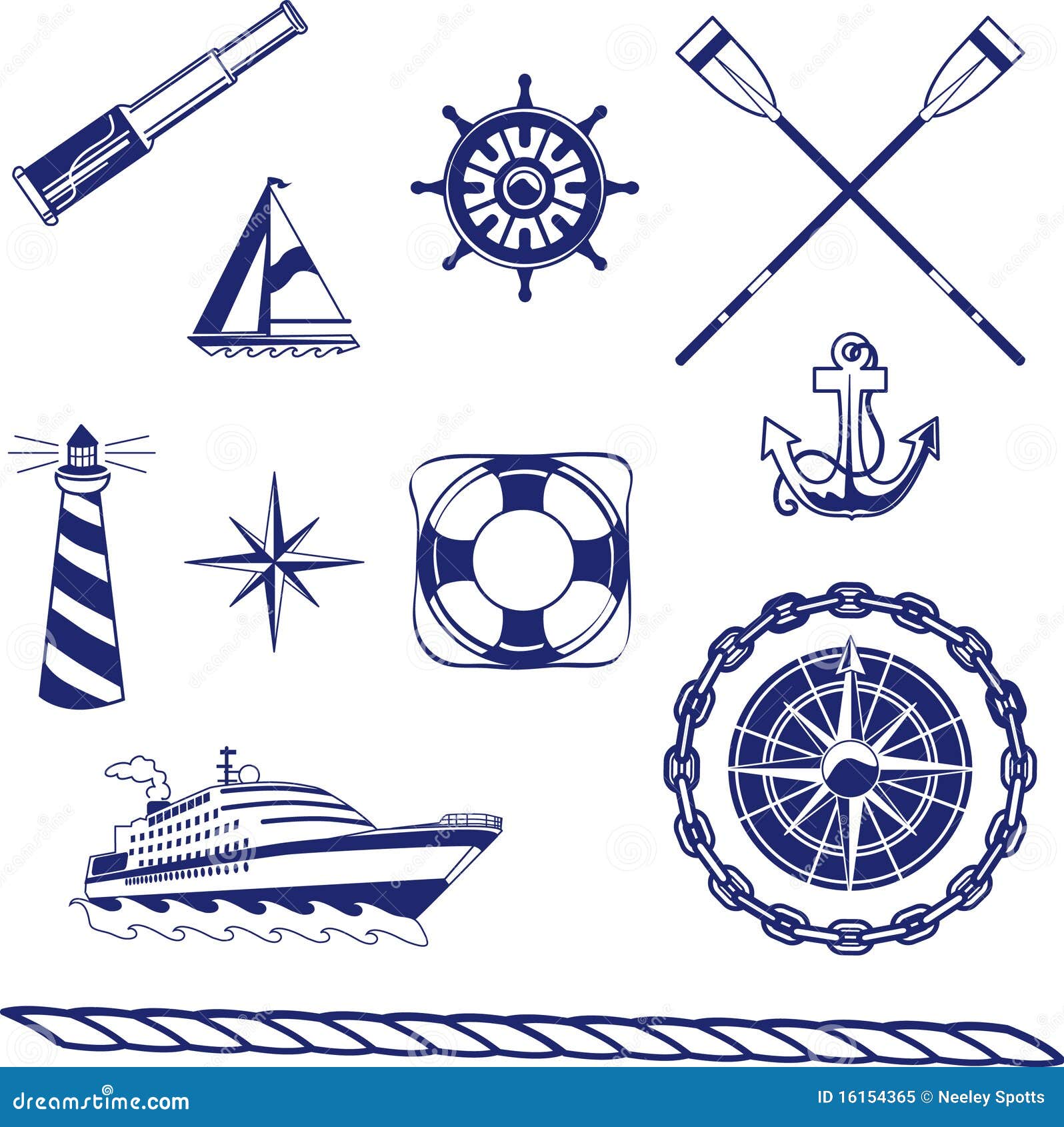 Nautical Icons stock vector. Illustration of chain, held - 16154365