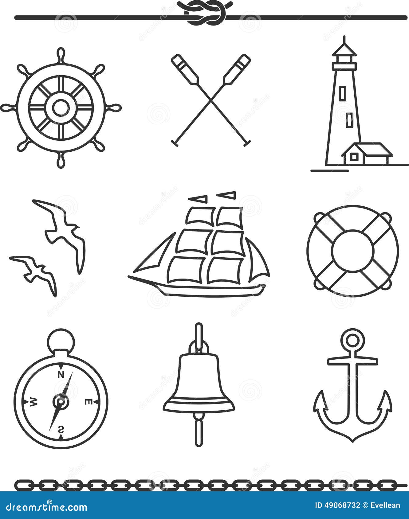 Nautical icons stock vector. Illustration of isolated - 49068732