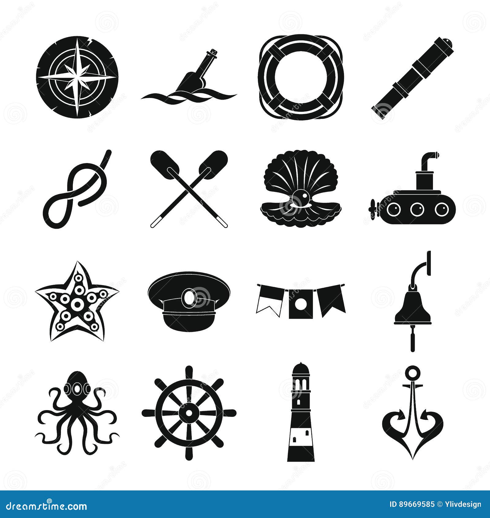 Nautical Icons Set, Simple Style Stock Vector - Illustration of design ...