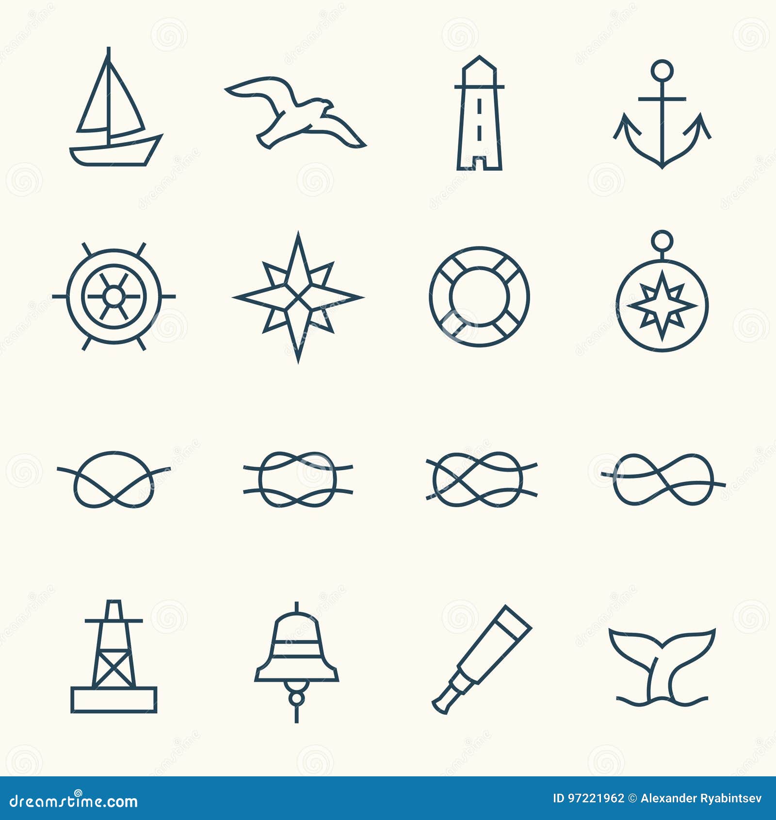 Nautical icons stock vector. Illustration of seagull - 97221962