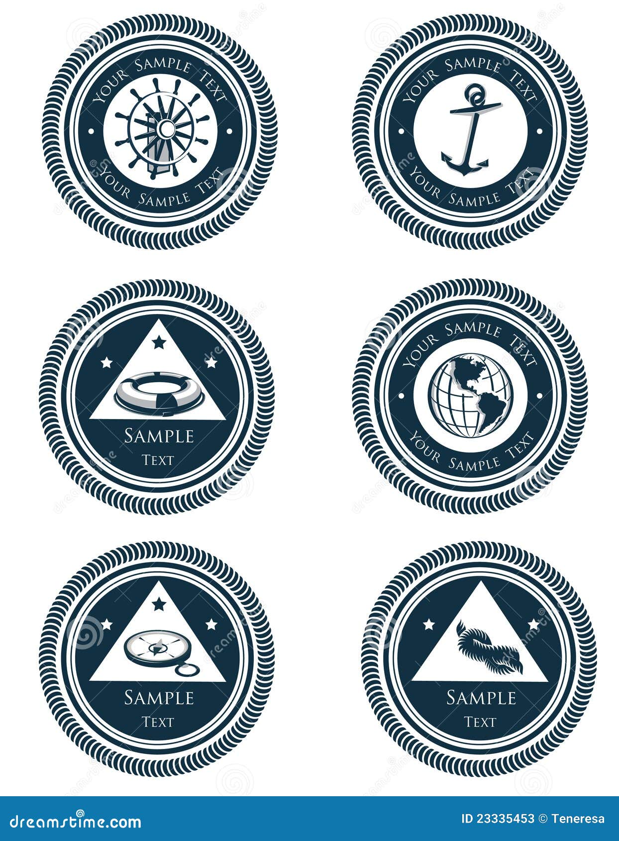 Nautical Labels with Marine Symbols Stock Vector - Illustration of ...