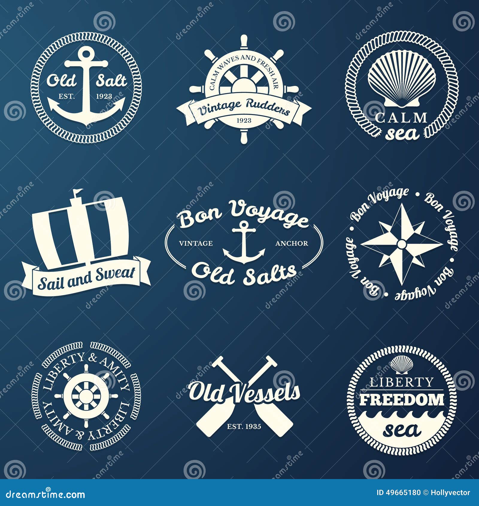 Nautical labels stock vector. Illustration of anchor - 49665180